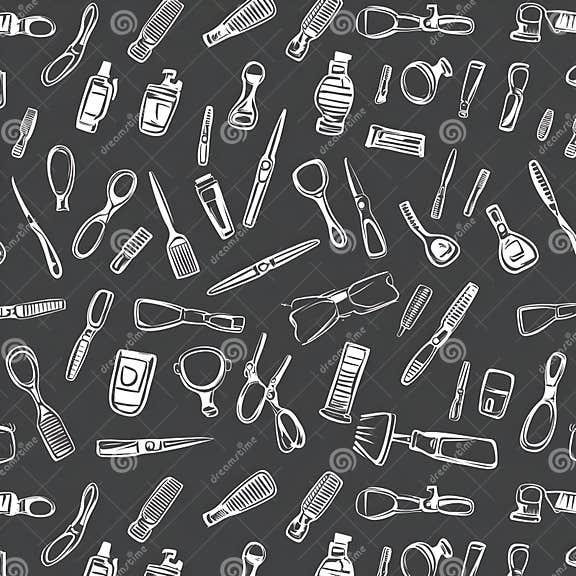 A Pattern of Various Grooming and Personal Care Tools on a Dark ...