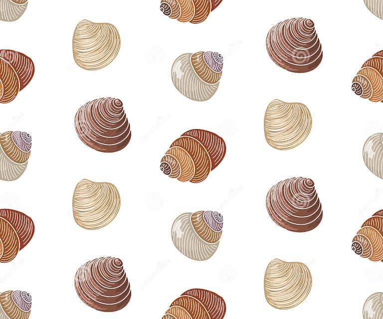 Pattern with Various Shells, Seamless Pattern with Shells. Stock Vector ...