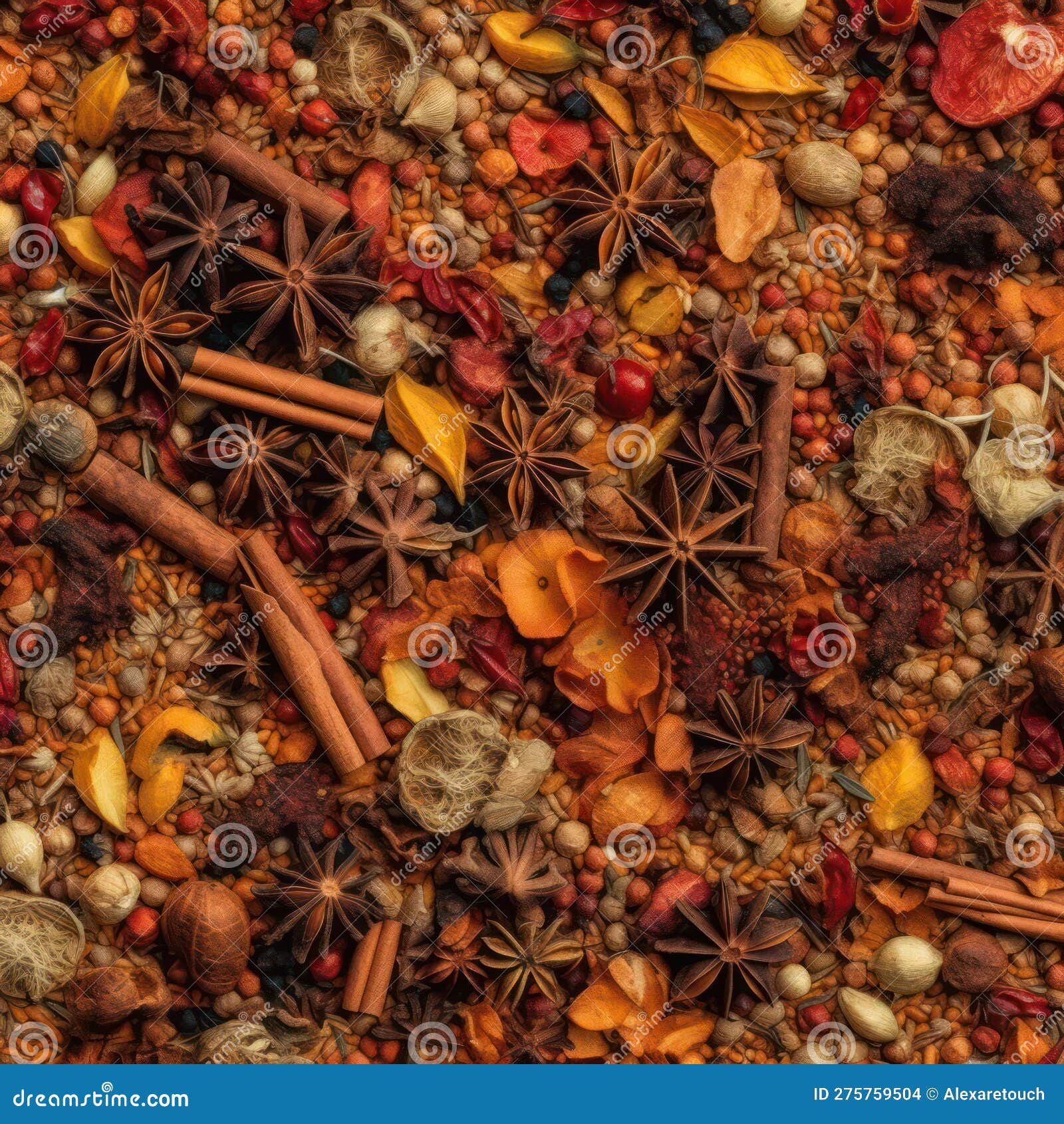 Pattern with Various Spices and Seasonings on the Background,Generative ...