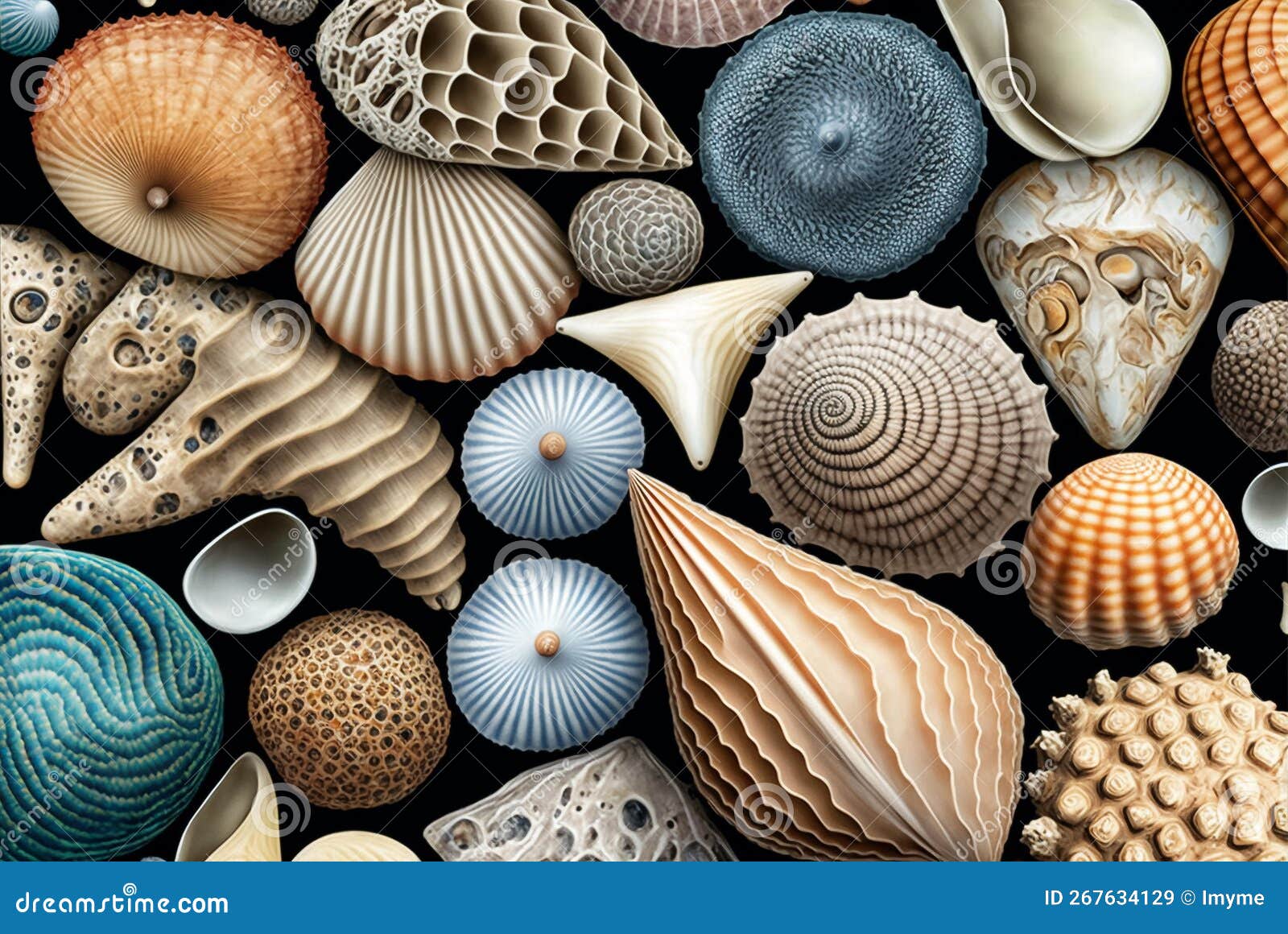 Pattern of Various Sea Shells. Generative AI Stock Illustration ...