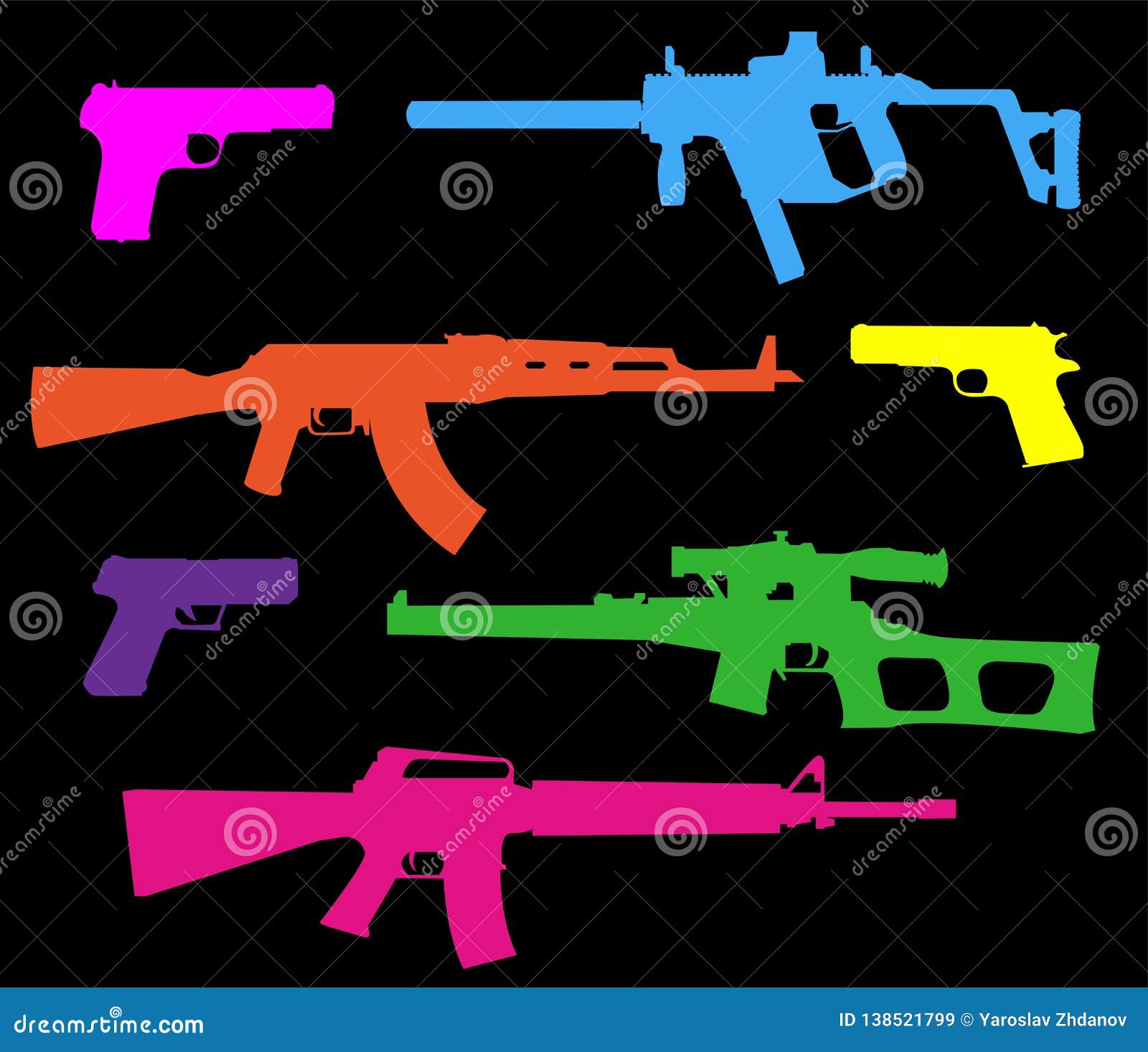 Types Of Weapons Cartoon Icons In Set Collection For Design.Firearms ... Types Of Weapons Cartoon Icons In Set Collection For Design.Firearms ...