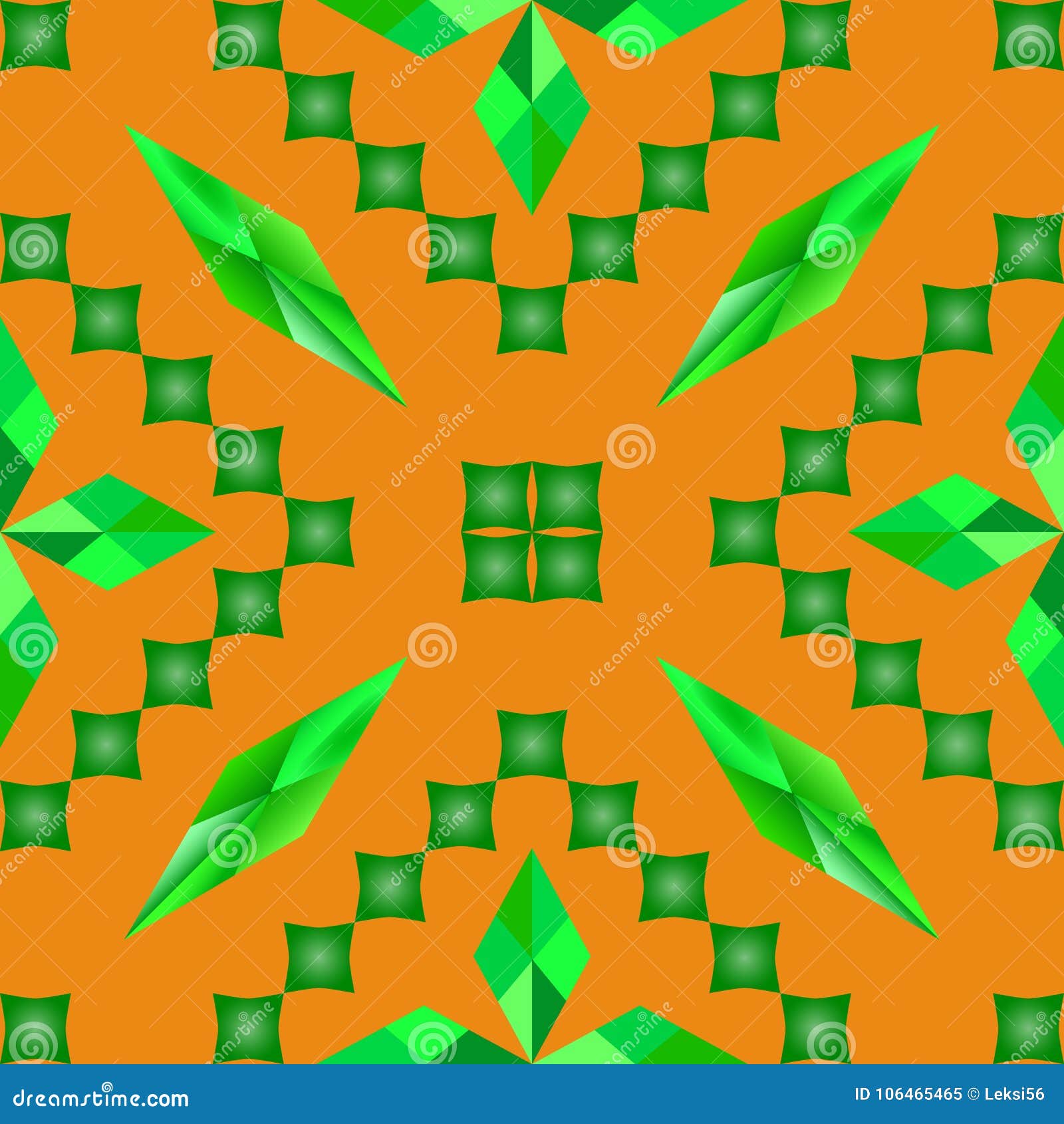 Pattern Vector Abstraction Orange Rhombus Green Square Stock Vector ...