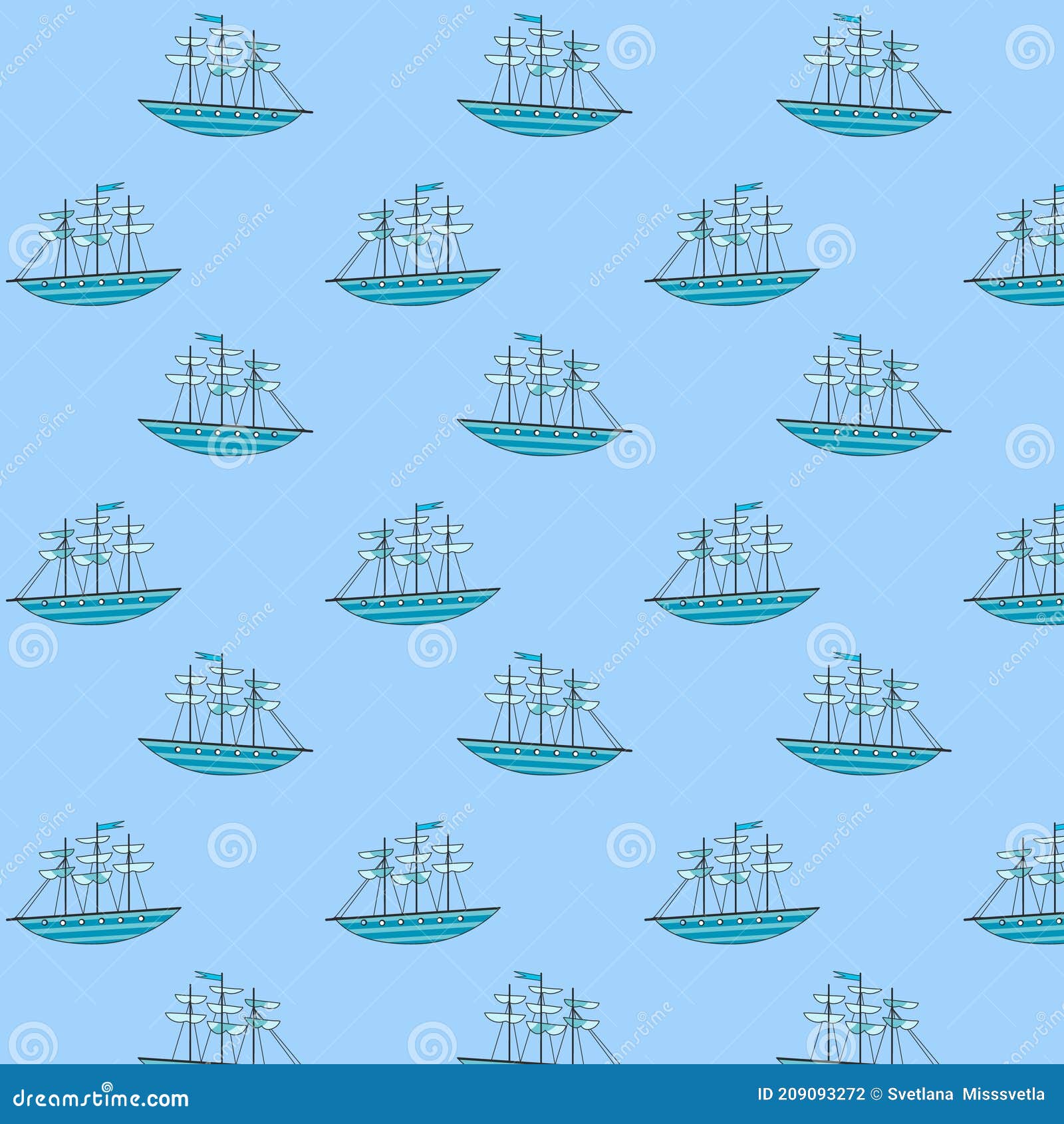 Pattern Vector Color Drawing Texture, Sea Pattern, Ship, Sea, Sails ...