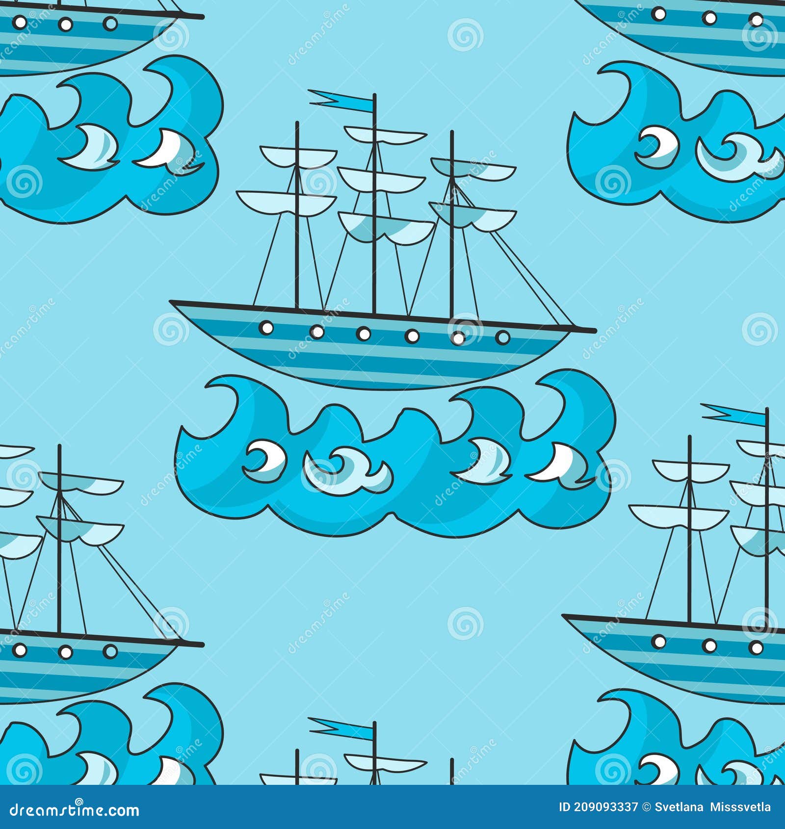 Pattern Vector Color Drawing Texture, Nautical Pattern, the Ship and ...