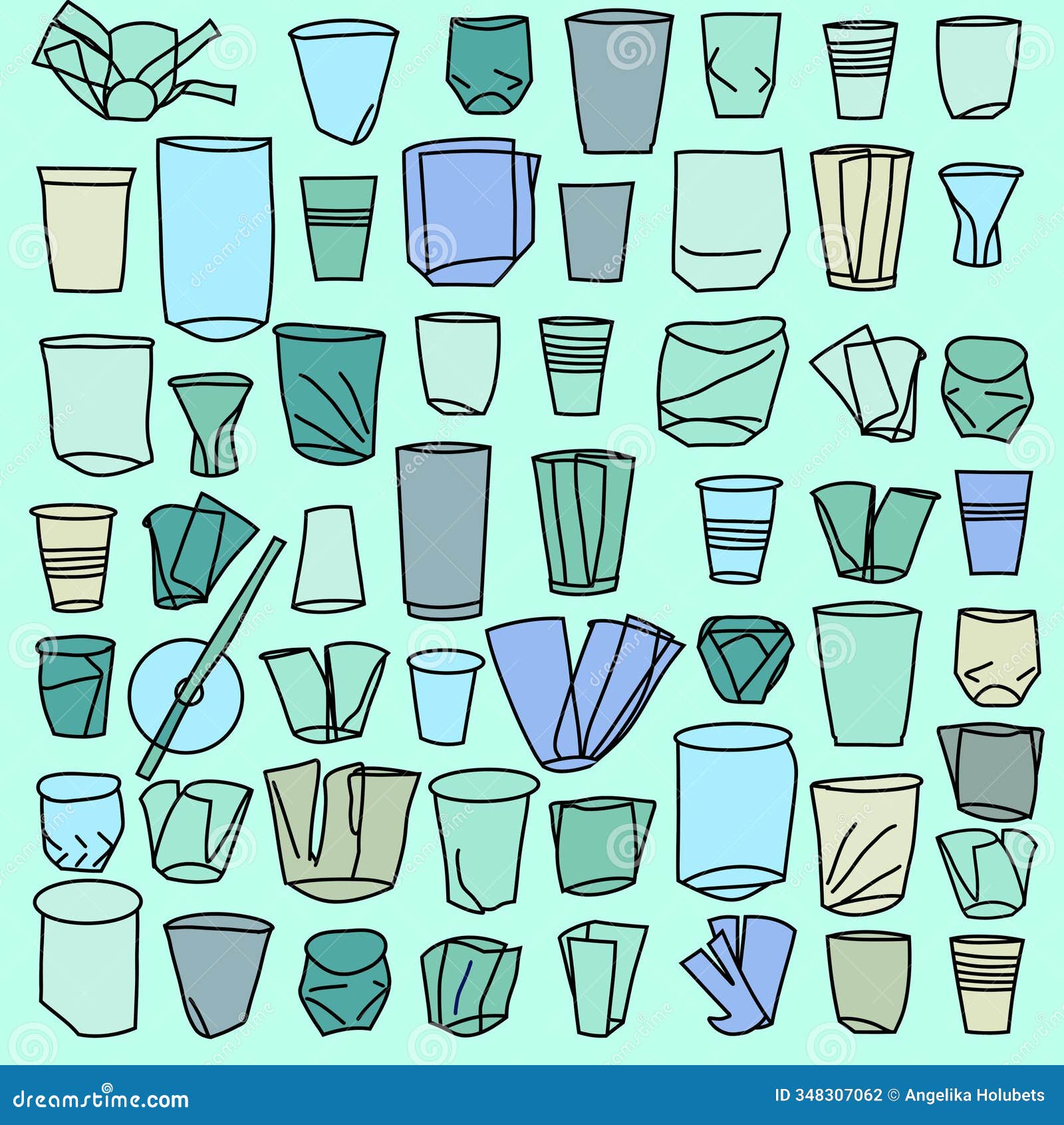Pattern of Vector Illustrations of Used Plastic Cups for Sorting ...