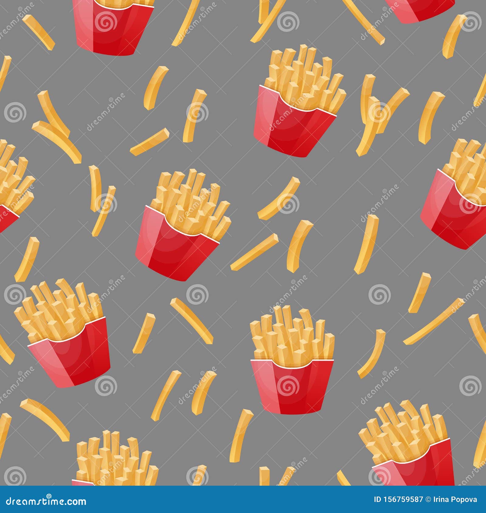 Pattern of Vector Illustrations on the Fast Food Theme: French Fries ...