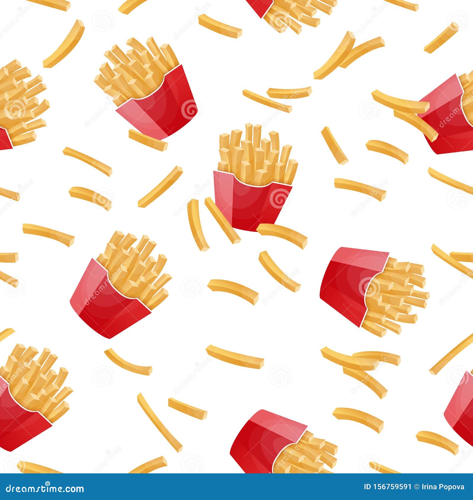 Pattern of Vector Illustrations on the Fast Food Theme: French Fries ...