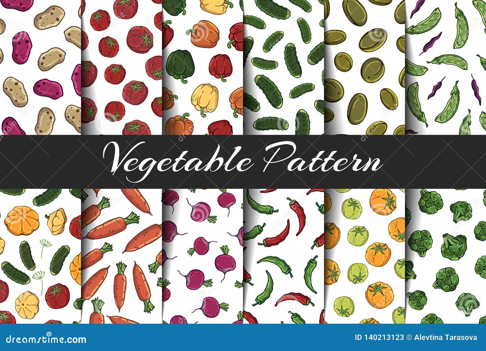 Set of Vector Patterns on the Vegetables Theme. Stock Vector ...