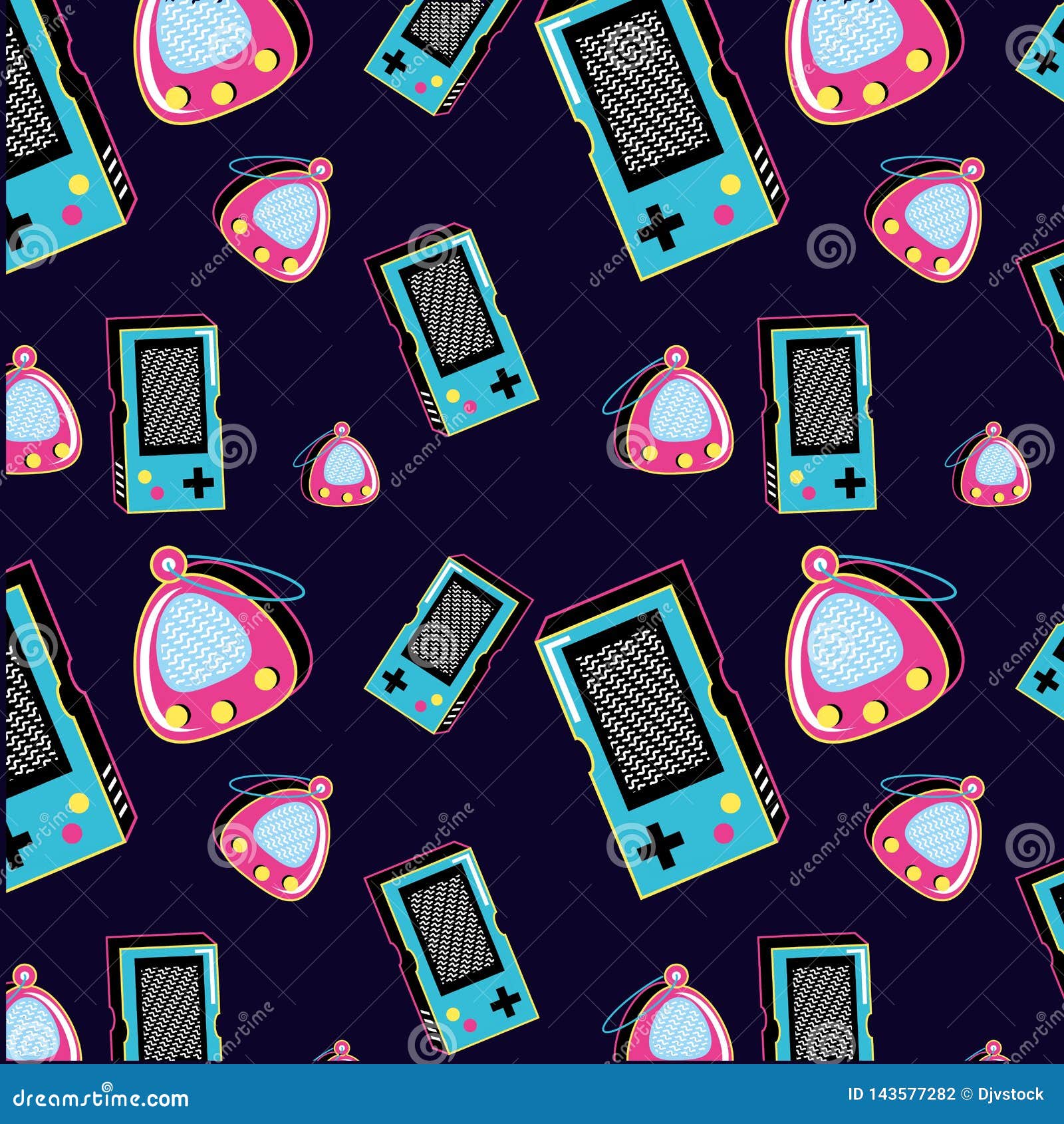 Pattern of Video Games Hand of Nineties Retro Stock Illustration ...