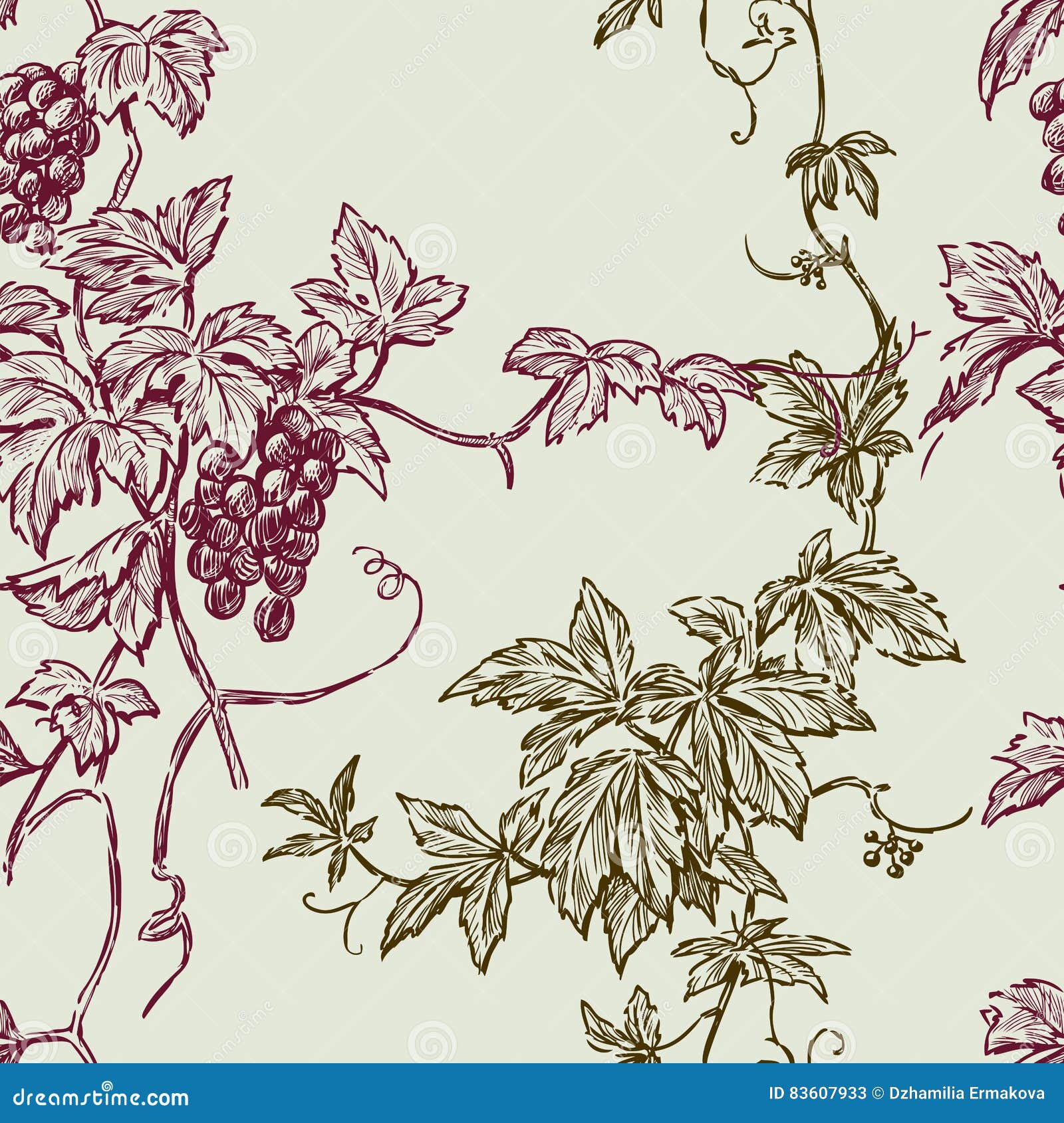 Pattern of the Vine Branches Stock Vector - Illustration of flora ...