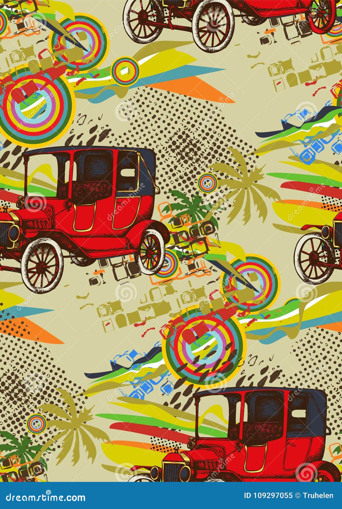 Pattern of Vintage Car. Engraved Style Stock Vector - Illustration of ...