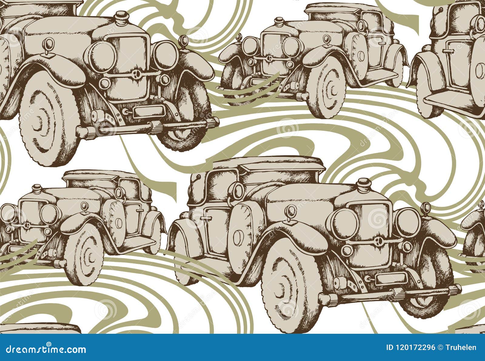 Pattern of vintage car stock vector. Illustration of fabric - 120172296