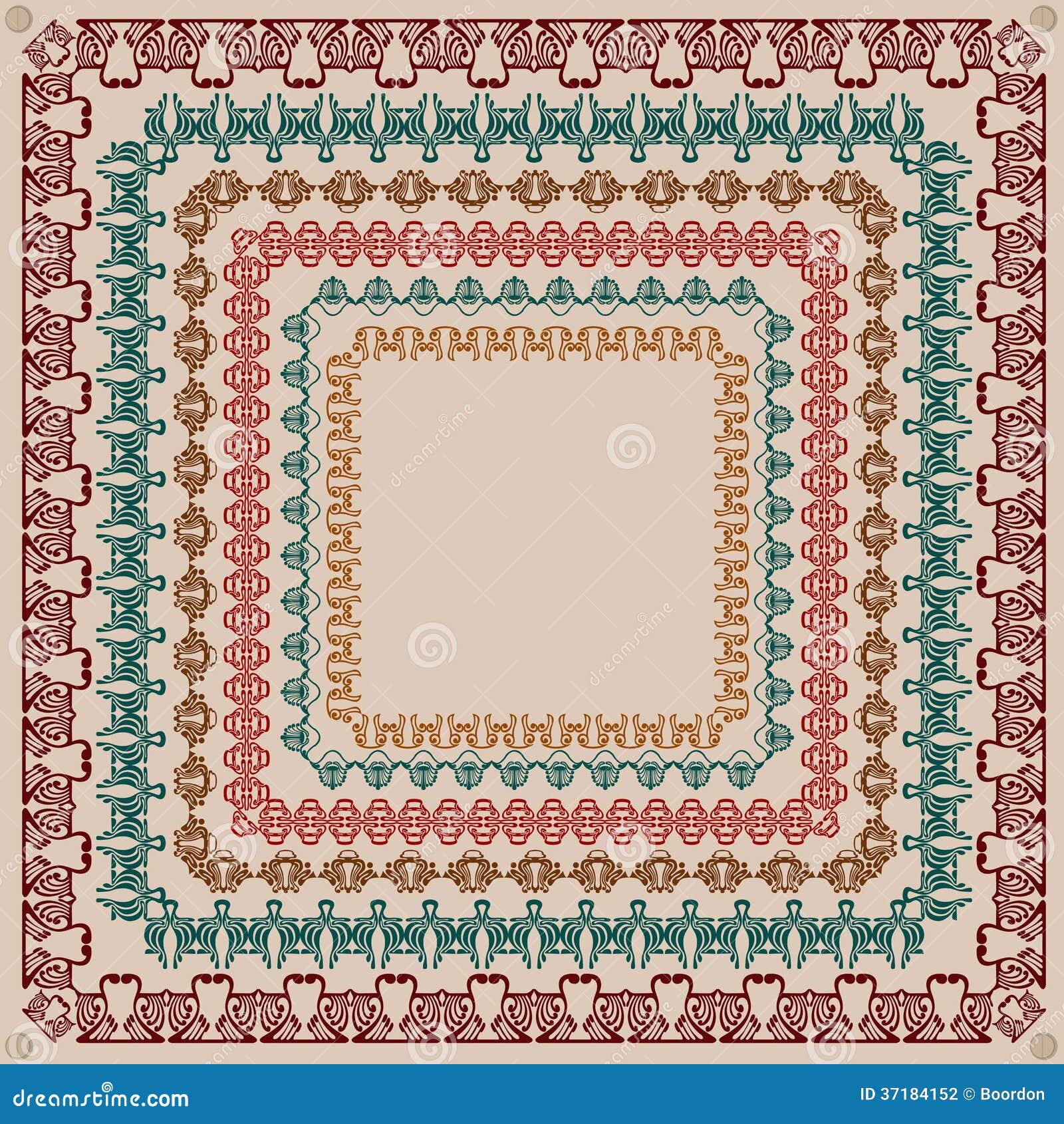 Pattern Vintage Square Old Frame Stock Vector - Illustration of gold ...