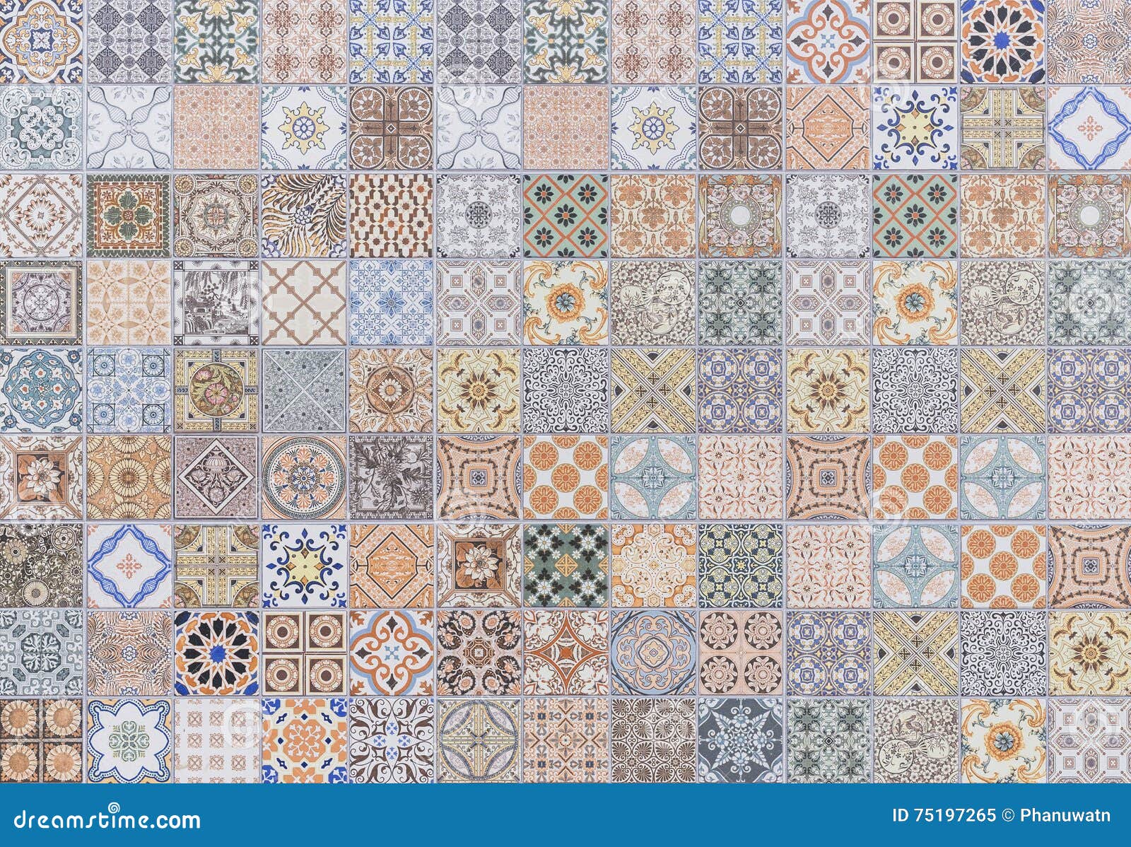 Pattern of Vintage Style Wall Tile Texture Stock Image - Image of ...