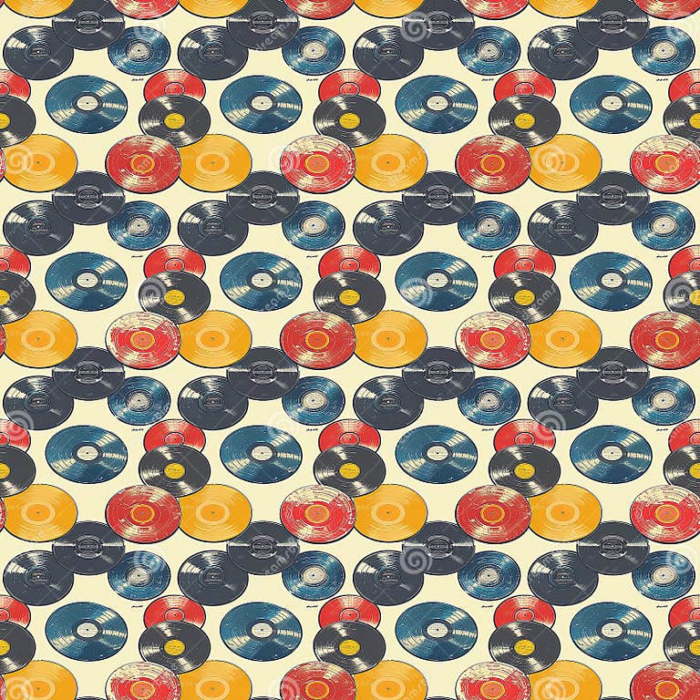 Pattern of Vinyl Records on White Background Stock Photo - Image of ...