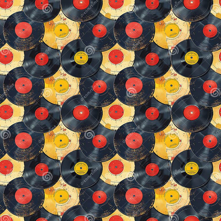 Pattern of Vinyl Records on White Background Stock Image - Image of ...