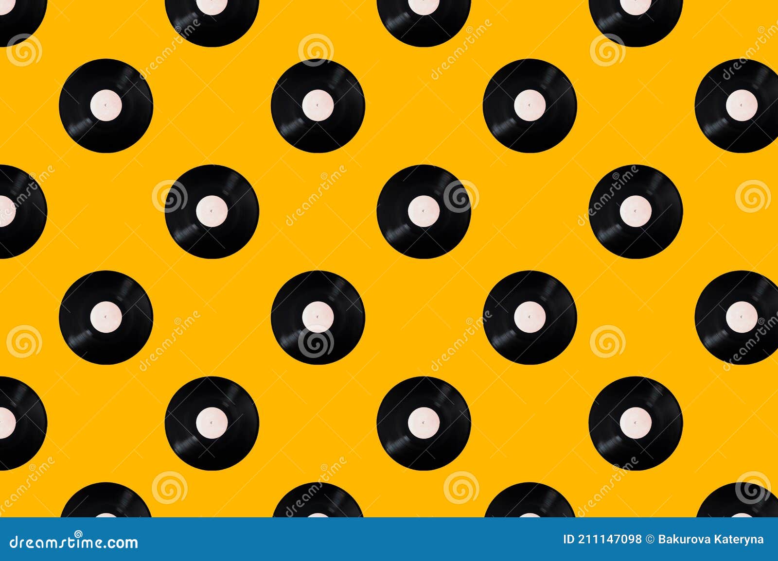 Pattern of Vinyl Records on a Yellow Background. Minimal Trendy ...