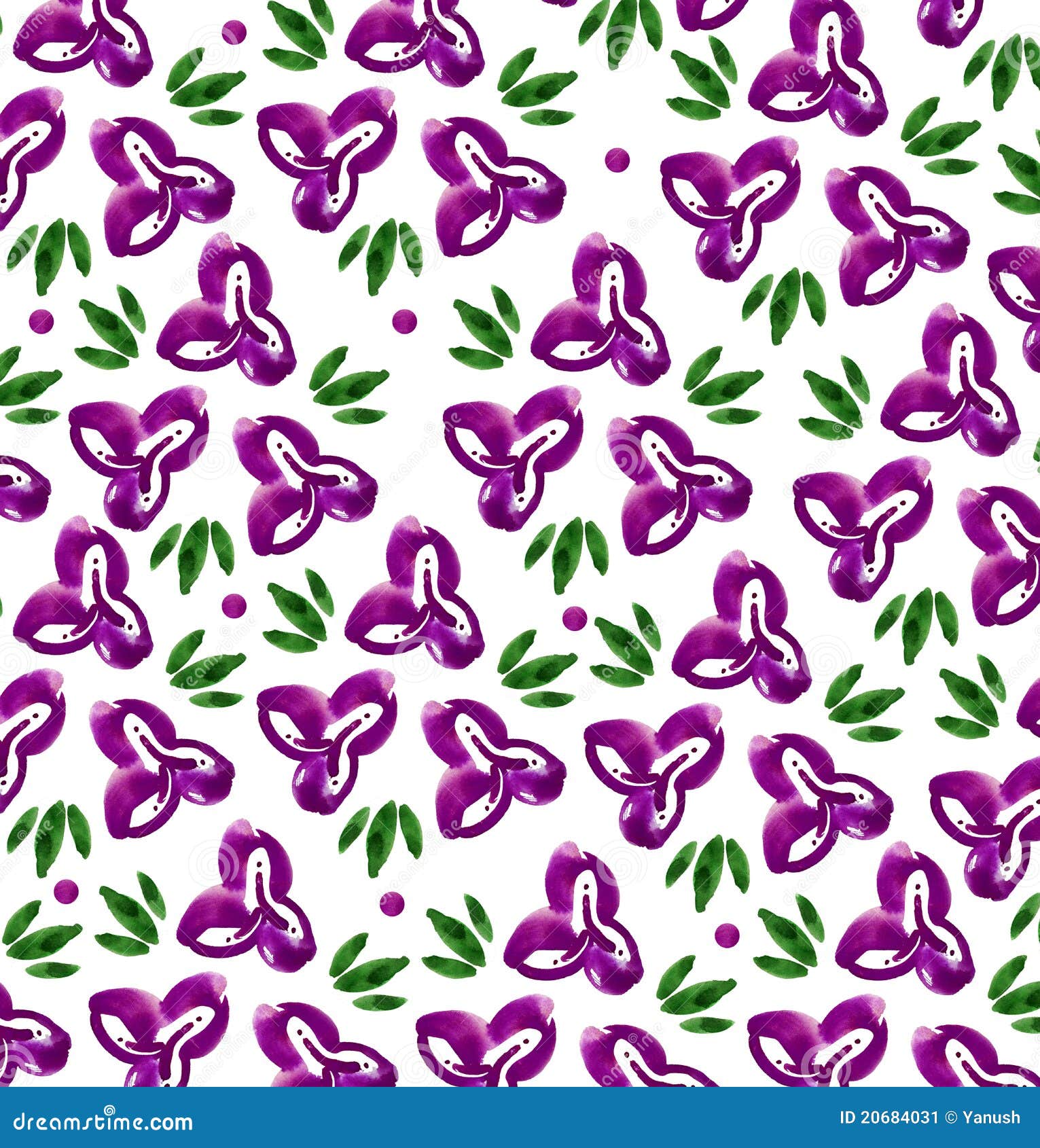 Pattern With Violets Flowers Stock Illustration - Illustration of cute ...