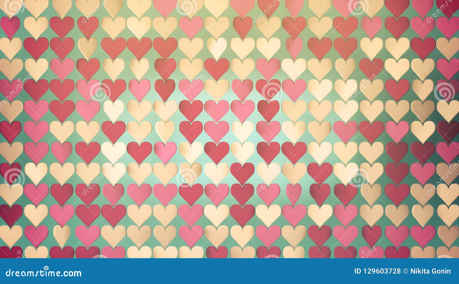Pattern of Warm Colors 3D Hearts Romantic Concept Stock Illustration ...