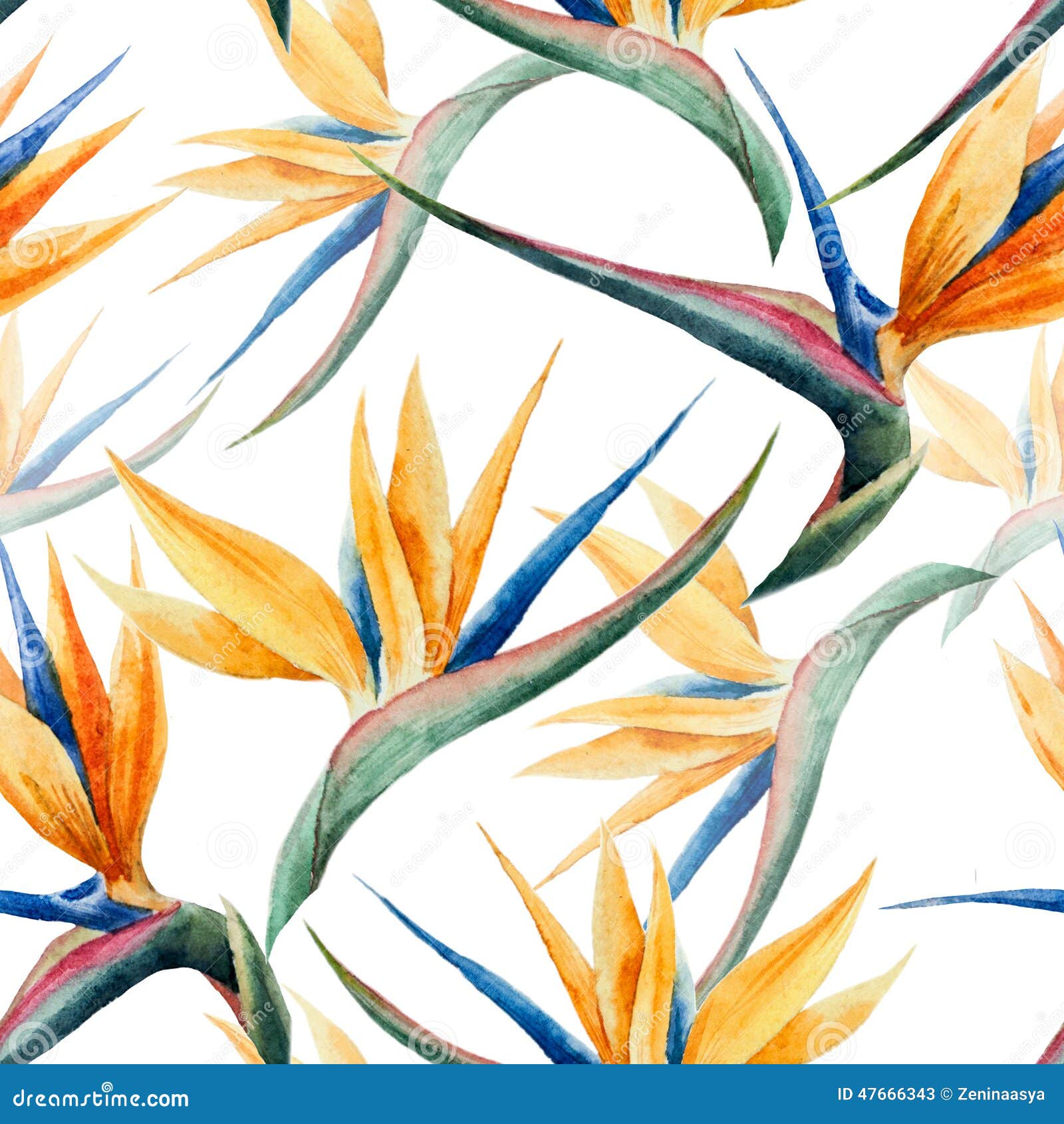 Pattern, Watercolor, Flower Stock Illustration - Illustration of jungle ...