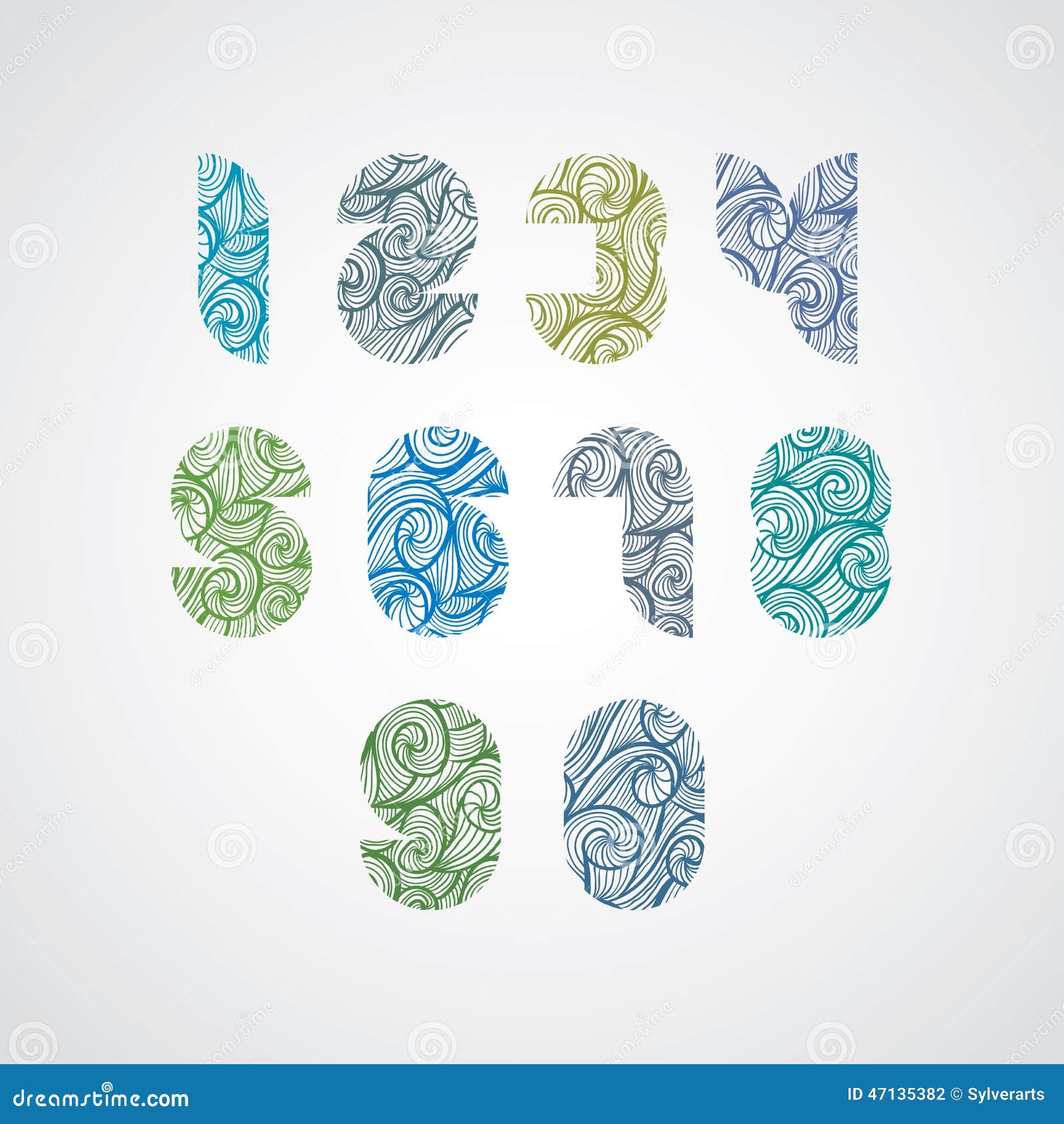 Pattern Wavy Rounded Colorful Fashionable Numbers Stock Vector ...