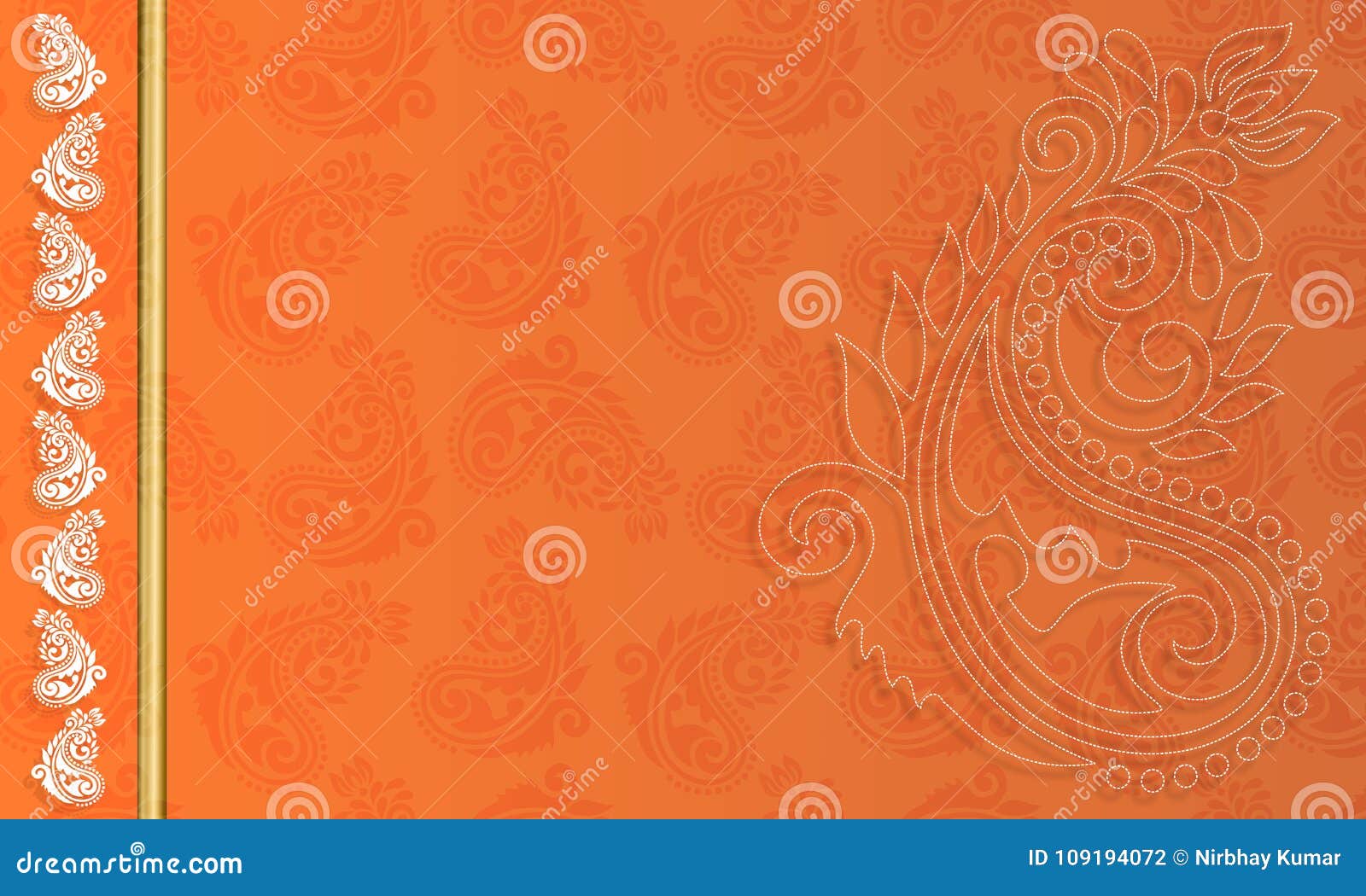 Orange Paisley Design Pattern for Stock Vector - Illustration of ...