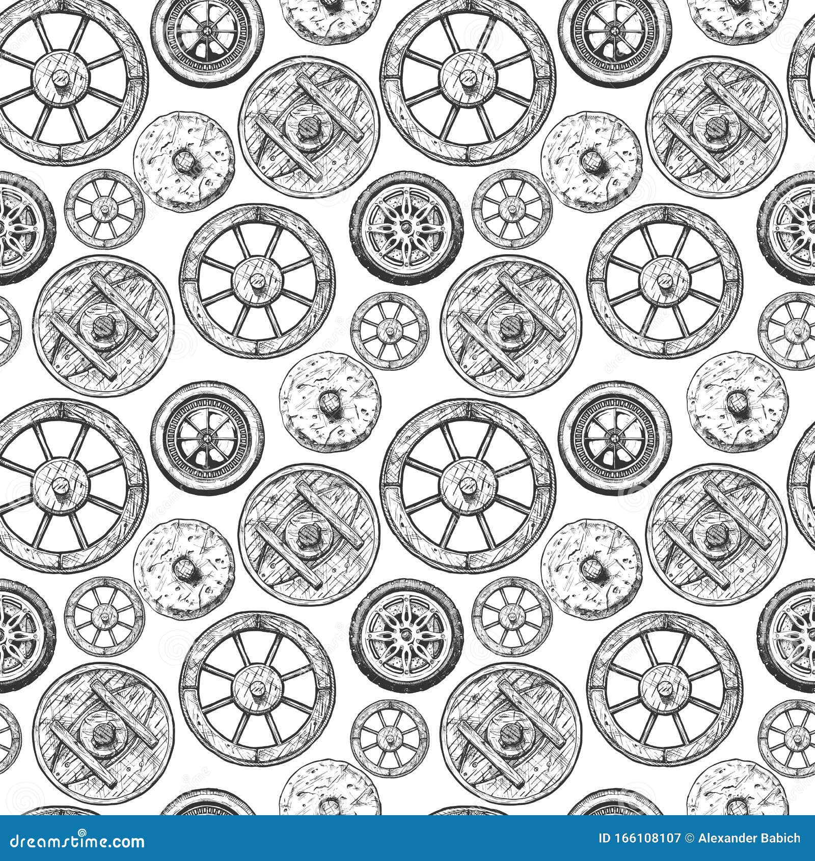 Pattern with Wheel stock vector. Illustration of handcraft - 166108107