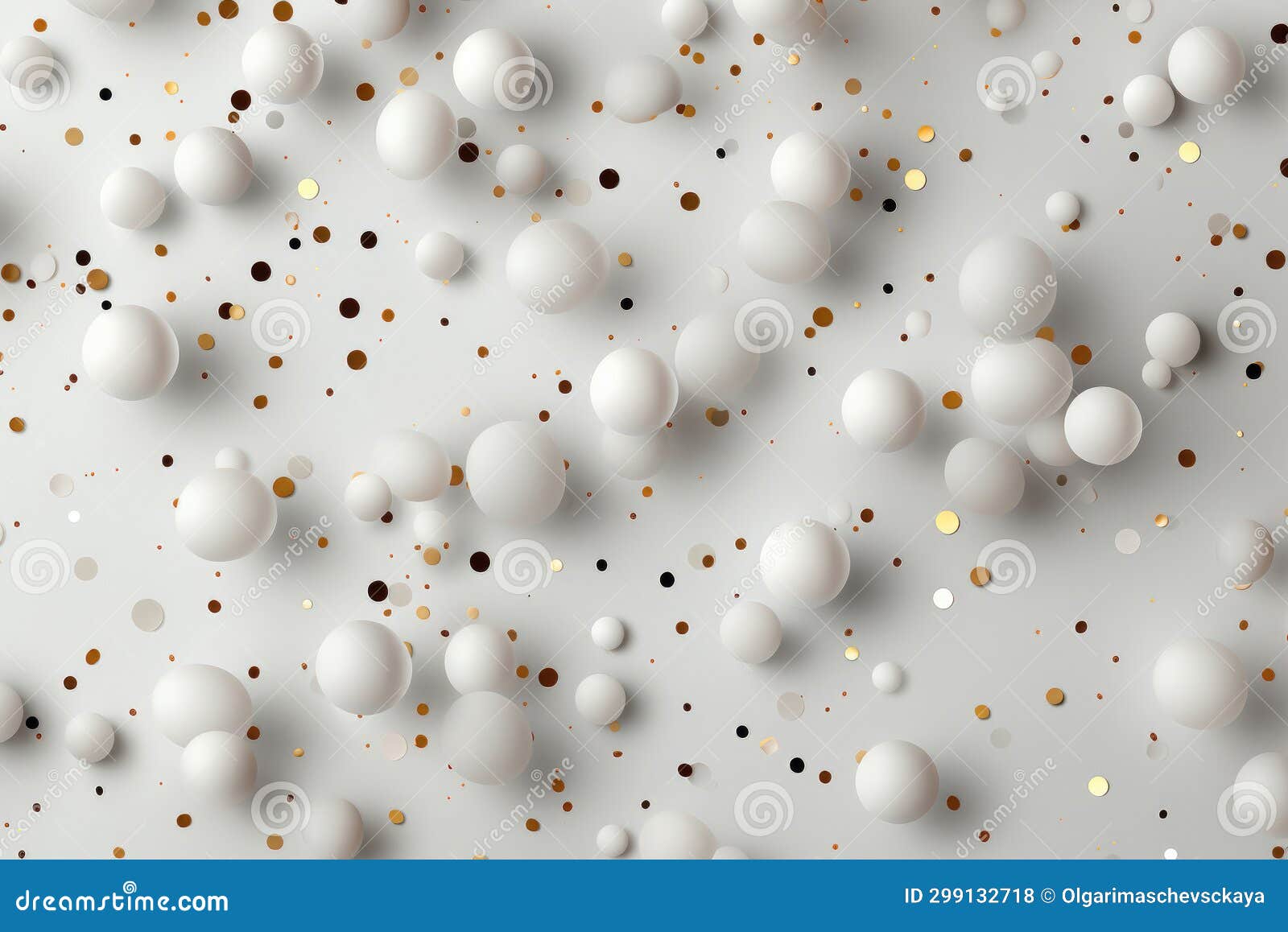 Pattern of White Balls and Golden Confetti Stock Illustration ...