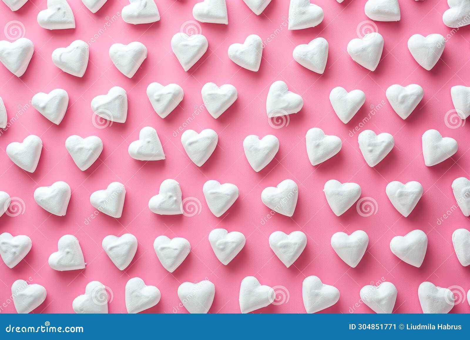Pattern of White Hearts on a Pink Background with a Border of Small ...
