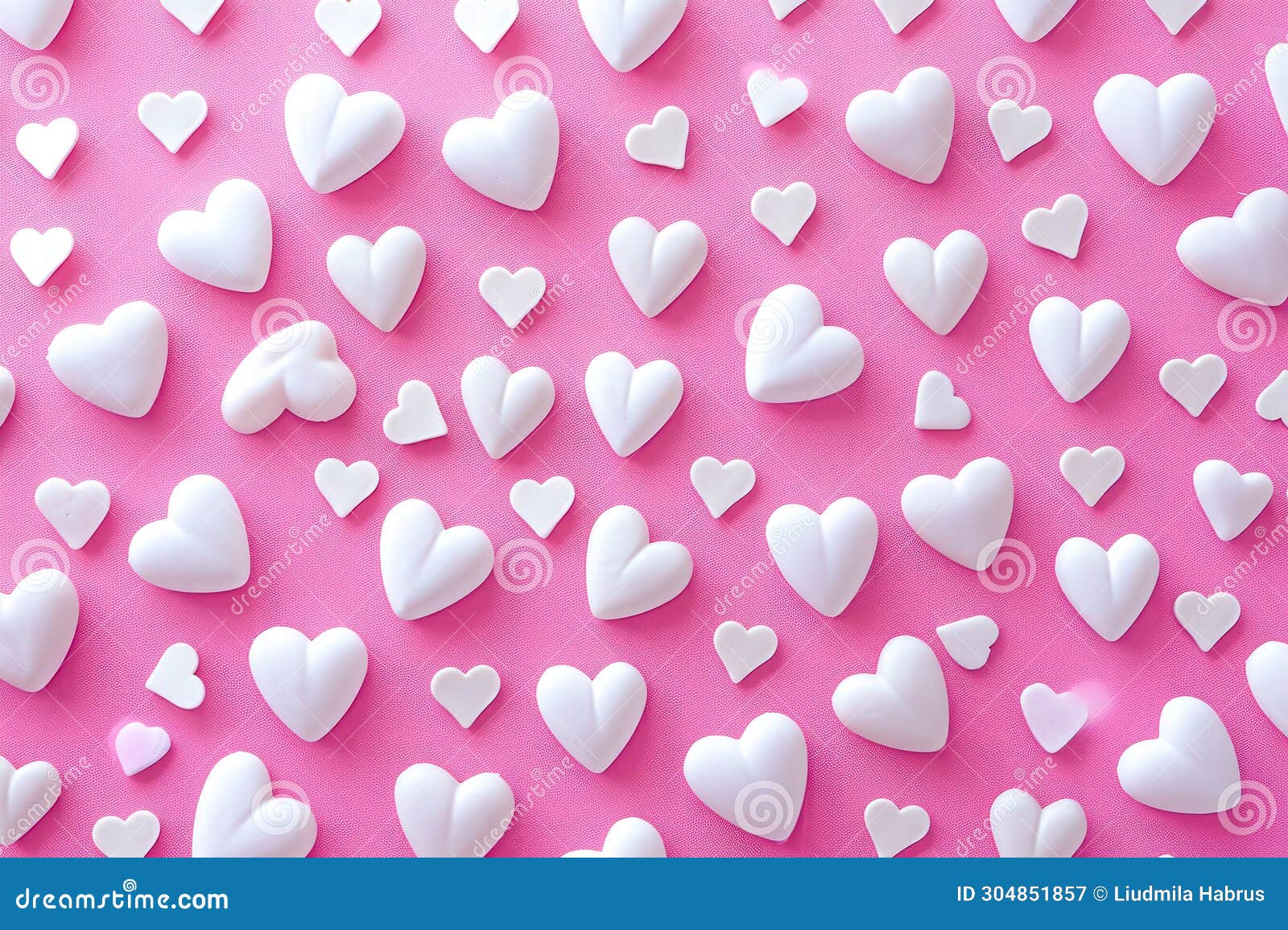 Pattern of White Hearts on a Pink Background with a Border of Small ...