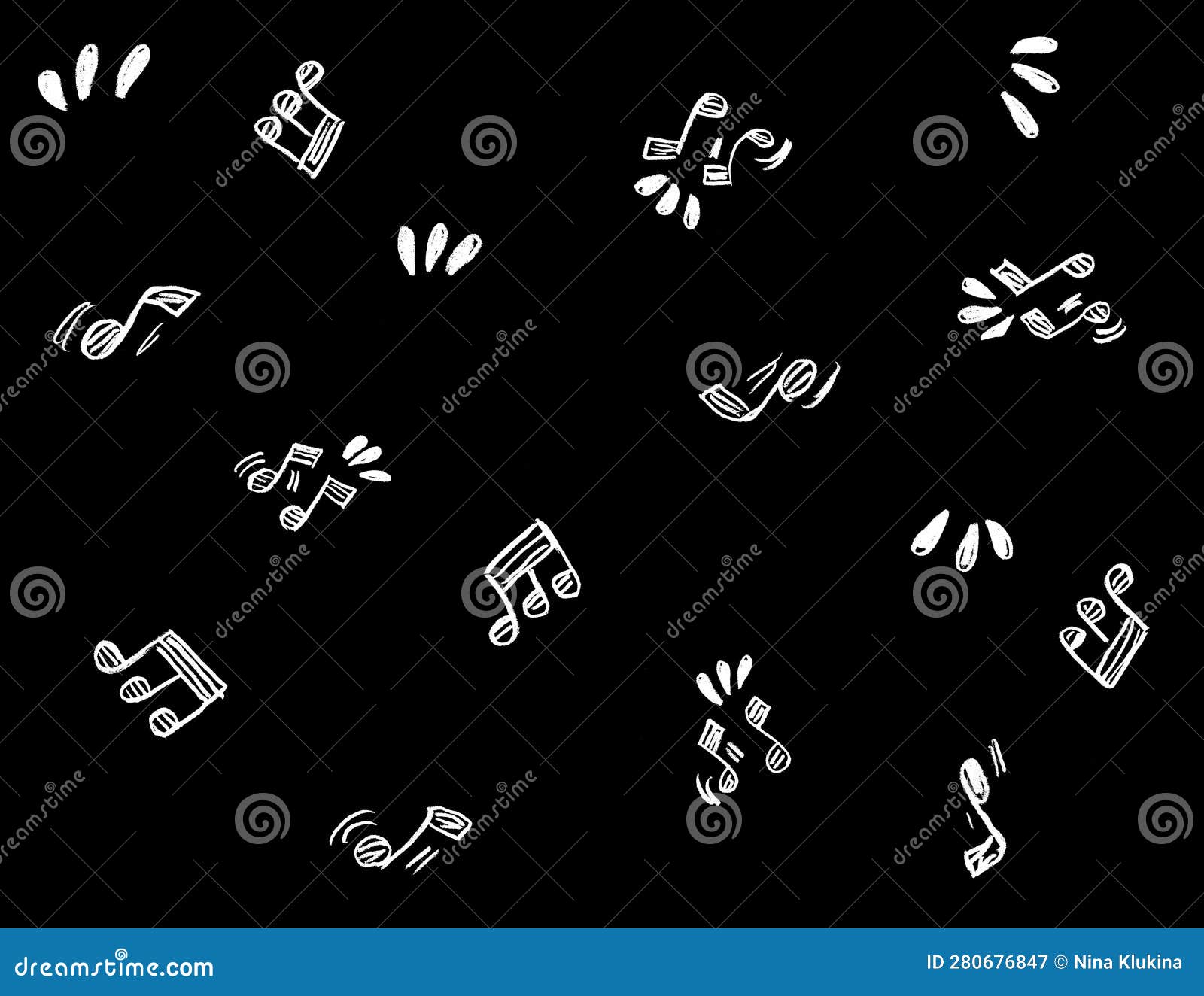 A Pattern of White Musical Notes on a Black Background Stock ...