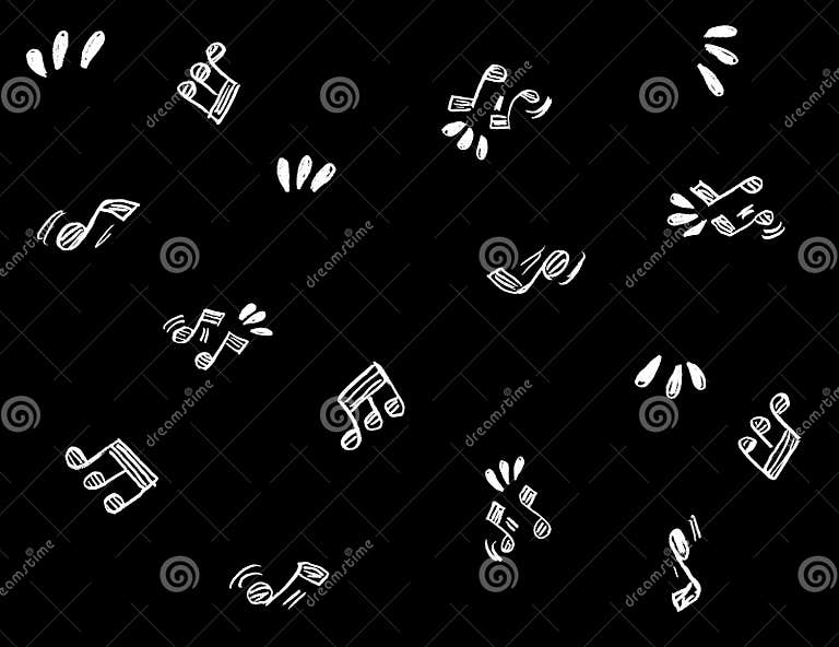 A Pattern of White Musical Notes on a Black Background Stock ...