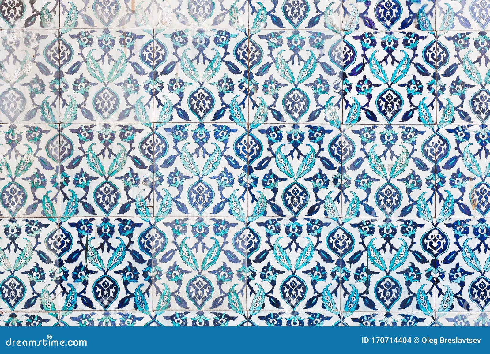 Pattern White Turkish Tiles with Blue Ornaments Stock Photo - Image of ...