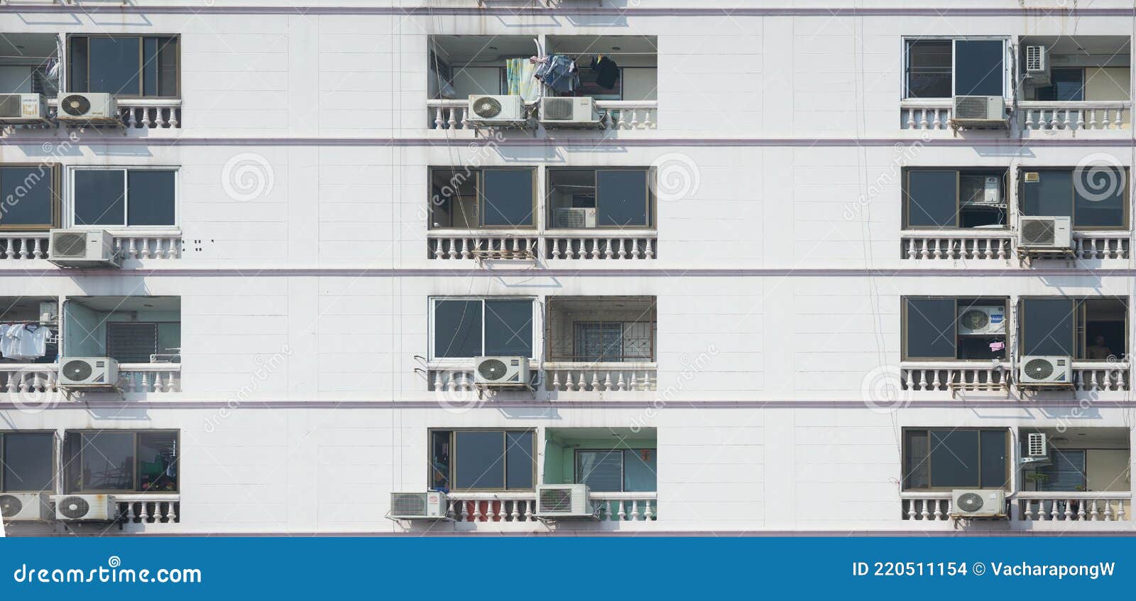 Pattern of Windows and Asia Balcony of Condo Mansion Stock Photo ...