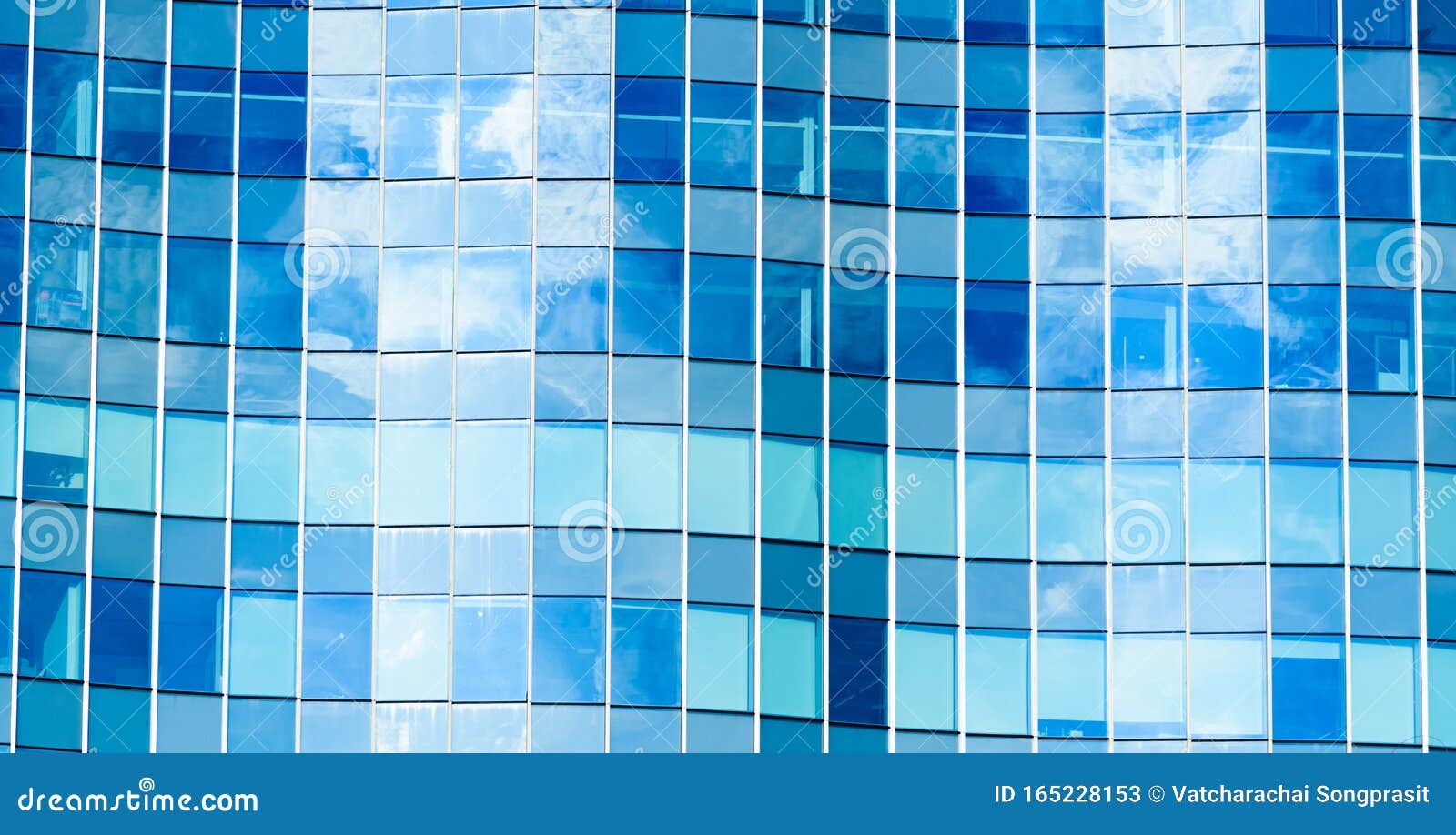 The Pattern of the Windows Glass and Reflector with the Sky. Background ...