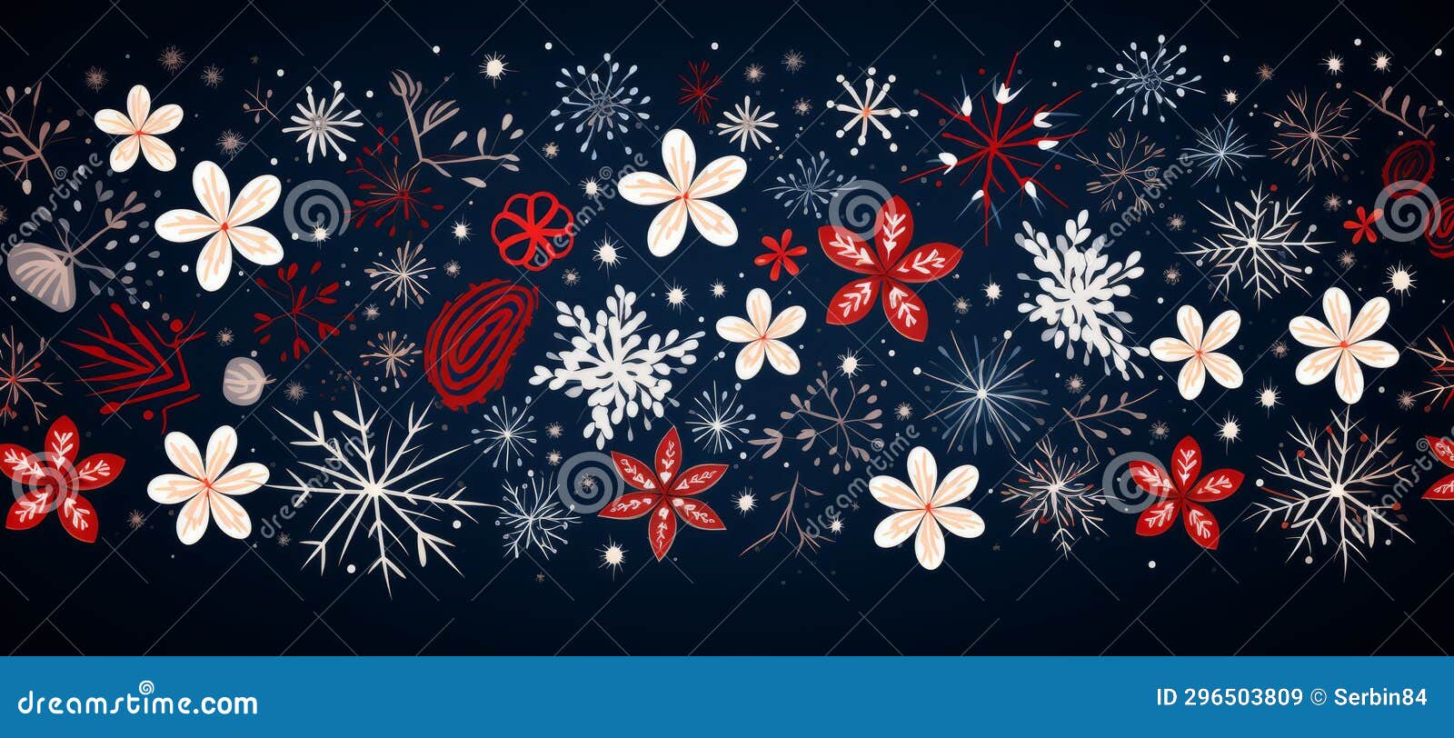 Pattern of Winter Snowflakes Illustration. Winter Snowflakes Banner ...
