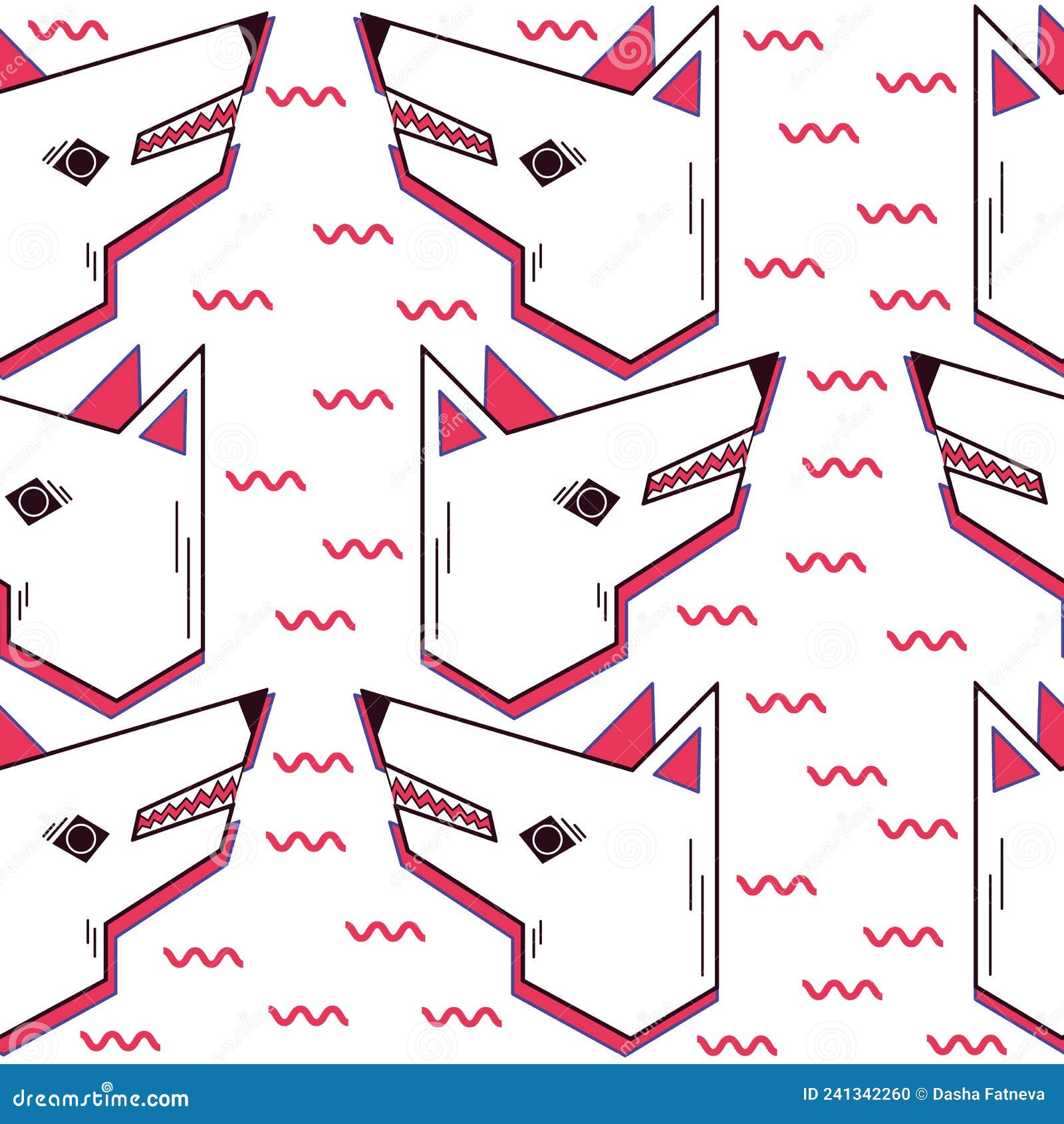 Pattern with Wolf. Stylized Wolf and Geometry Stock Vector ...