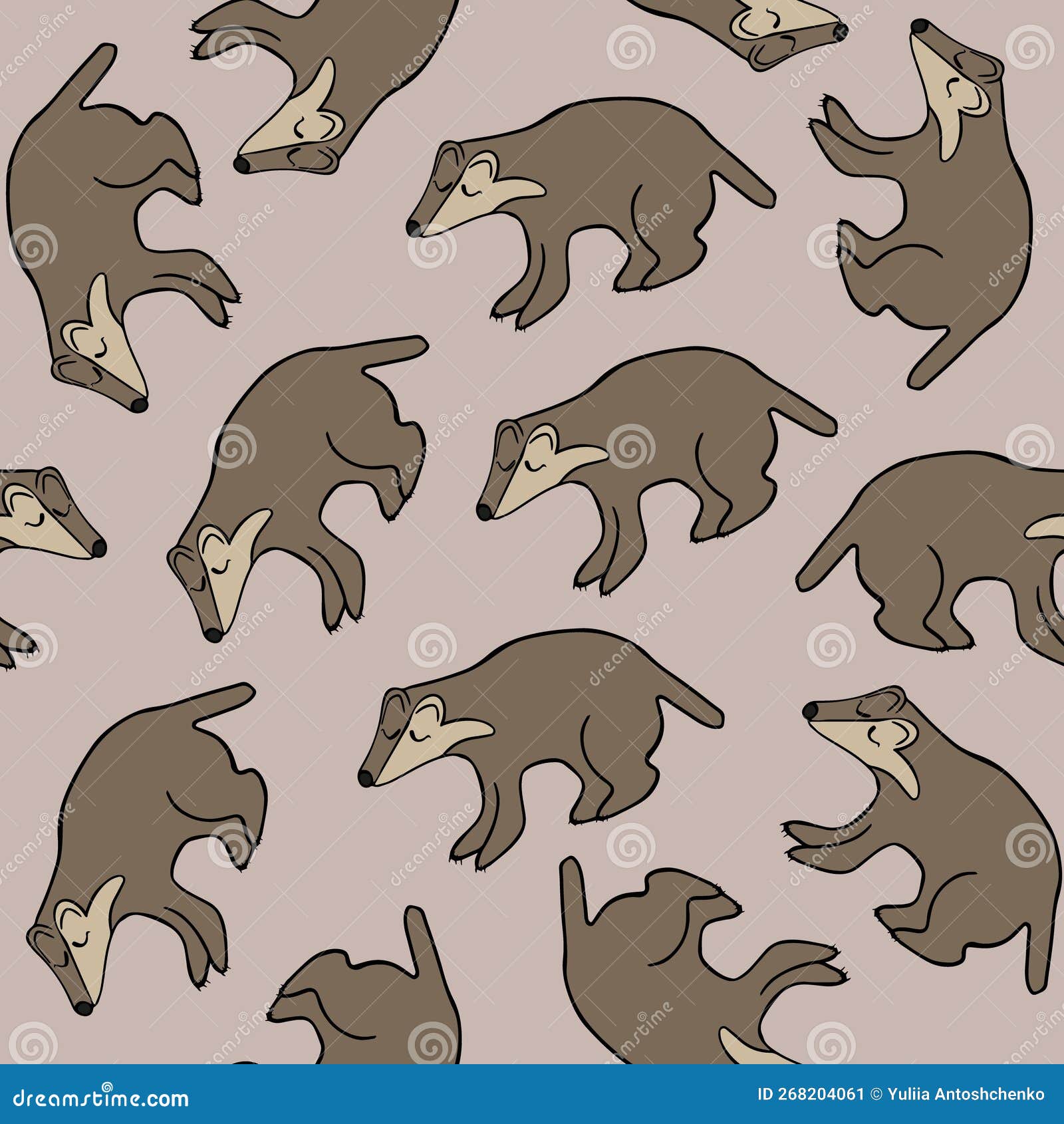 Pattern with wolverines. stock vector. Illustration of paper - 268204061