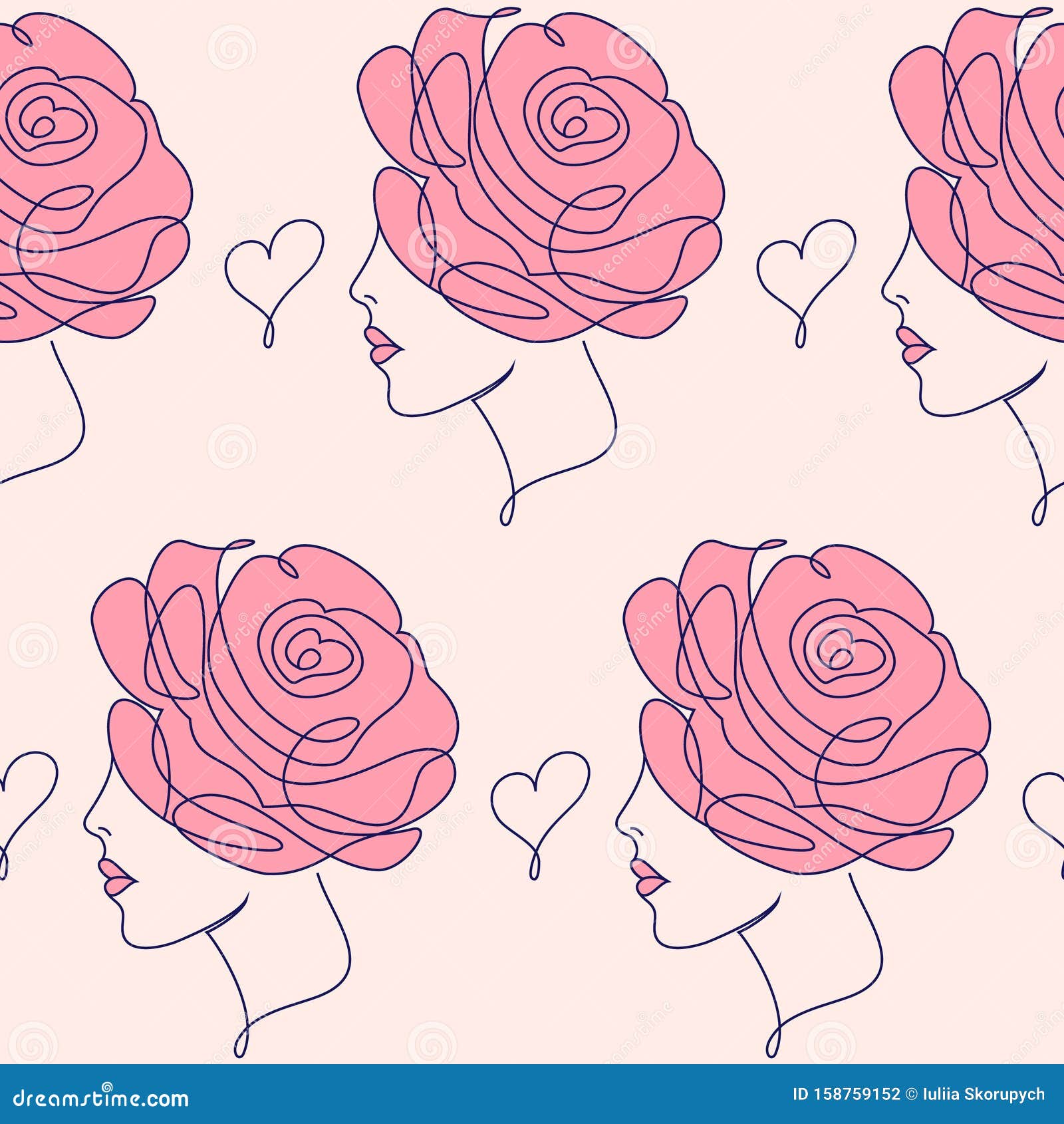 Pattern with woman face stock vector. Illustration of background ...