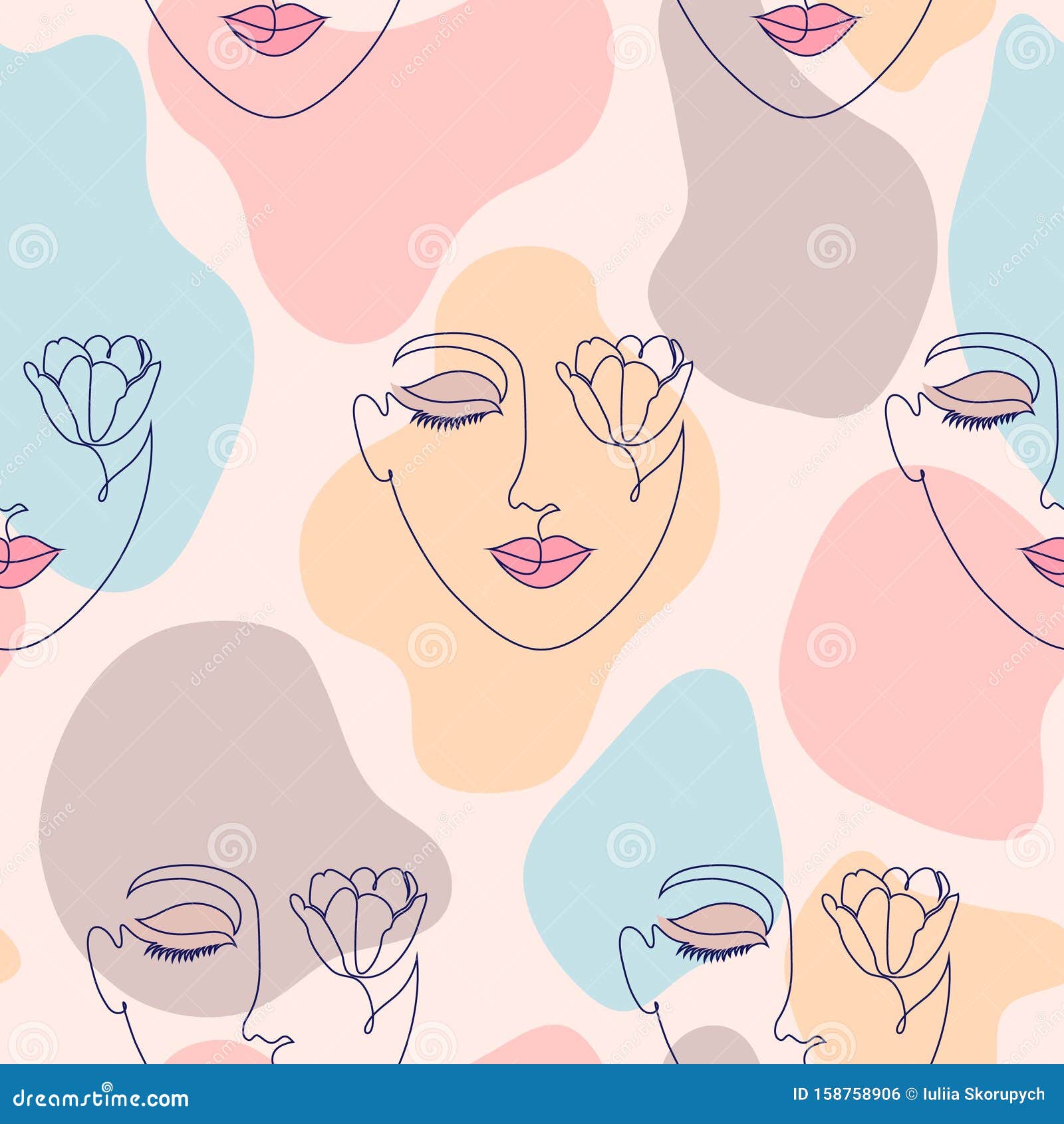 Pattern with woman face stock vector. Illustration of people - 158758906