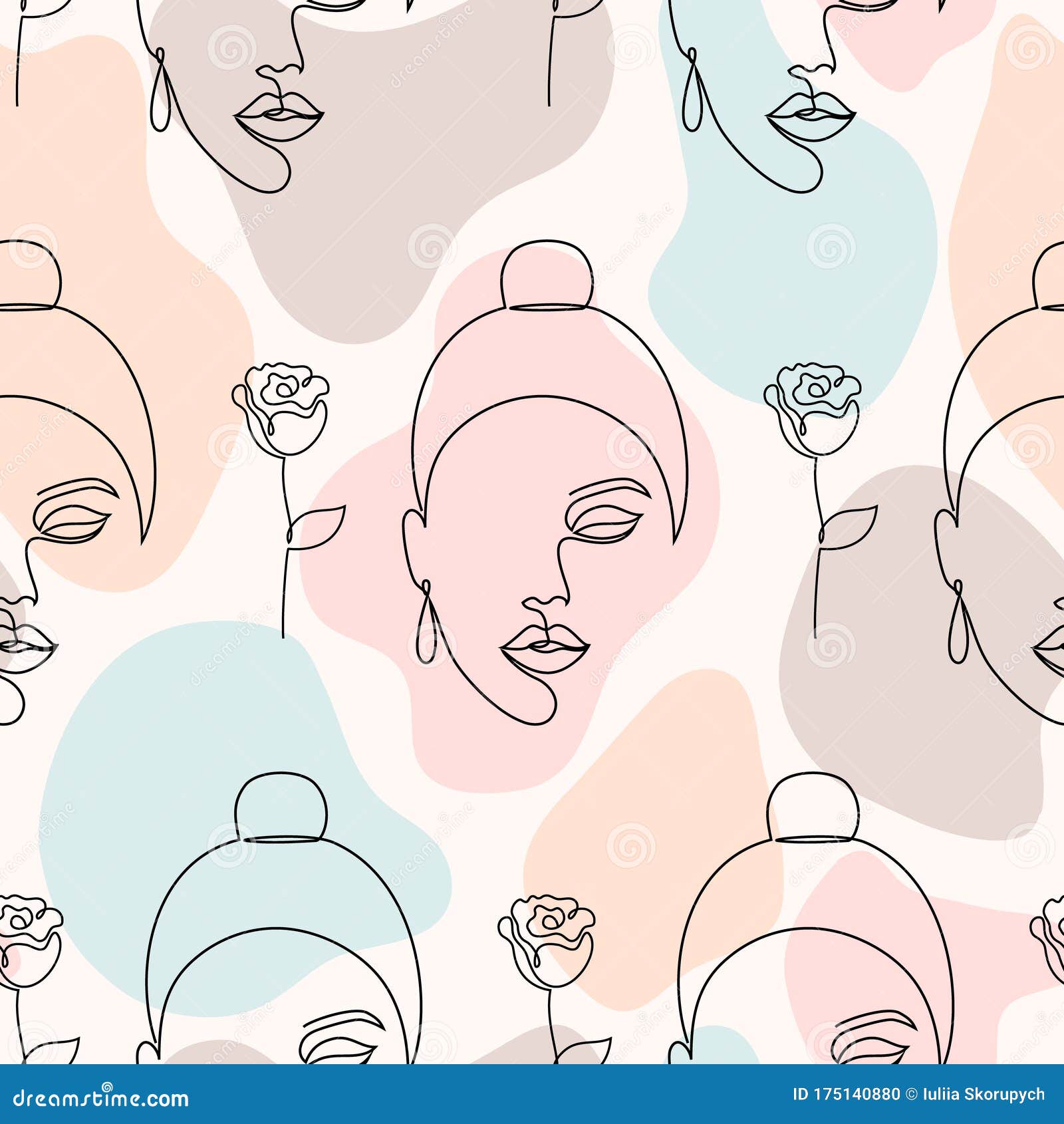 Pattern with woman faces, stock vector. Illustration of lady - 175140880