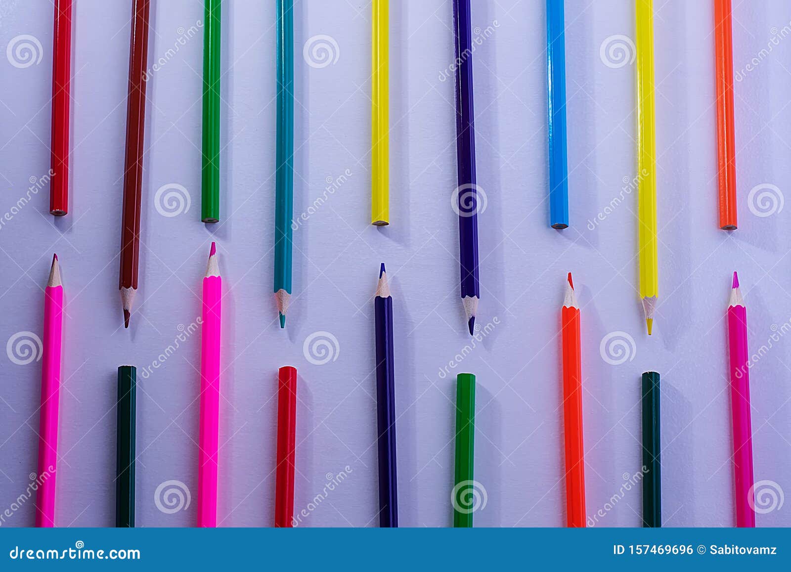 Pattern of Wooden Color Pencils on a White Background. Minimal Beauty ...