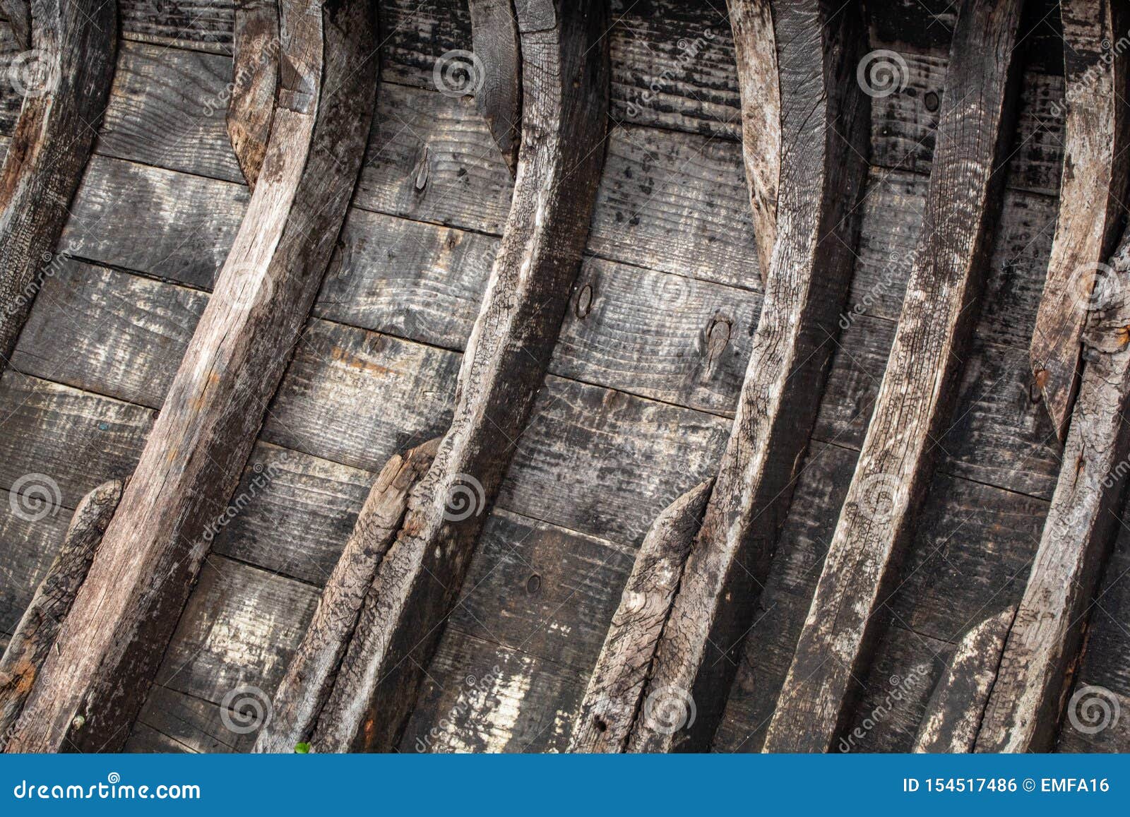 Pattern of Wooden Ribs on an Old Boat Stock Photo - Image of plank ...