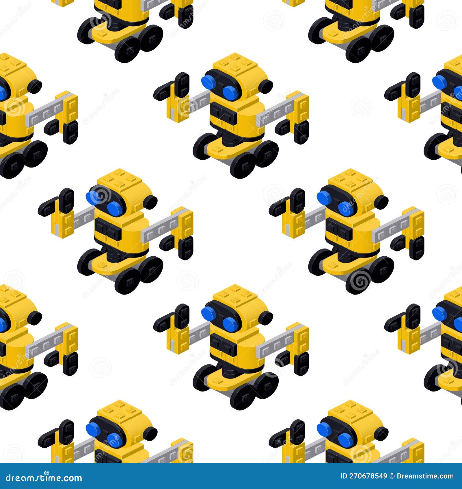 Pattern Yellow Dancing Robot on a White Background. Vector Stock Vector ...