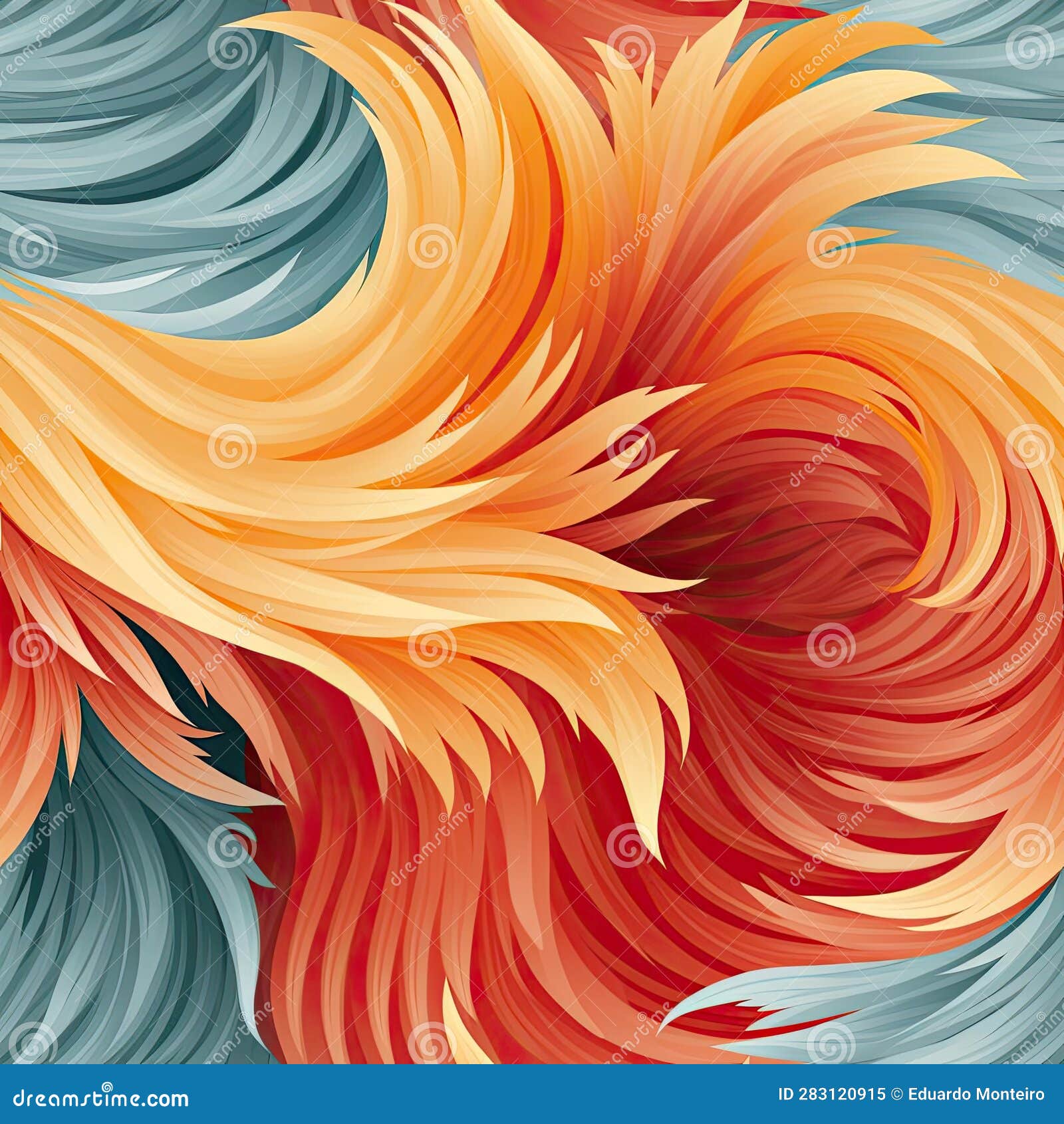 Pattern of Yellow, Orange, and Blue Feathers in Aggressive Digital ...