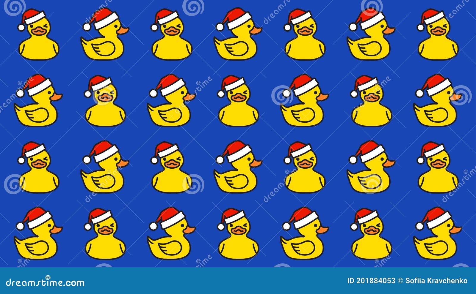 Pattern Yellow Rubber Duck in Santa Hat Stock Vector - Illustration of ...