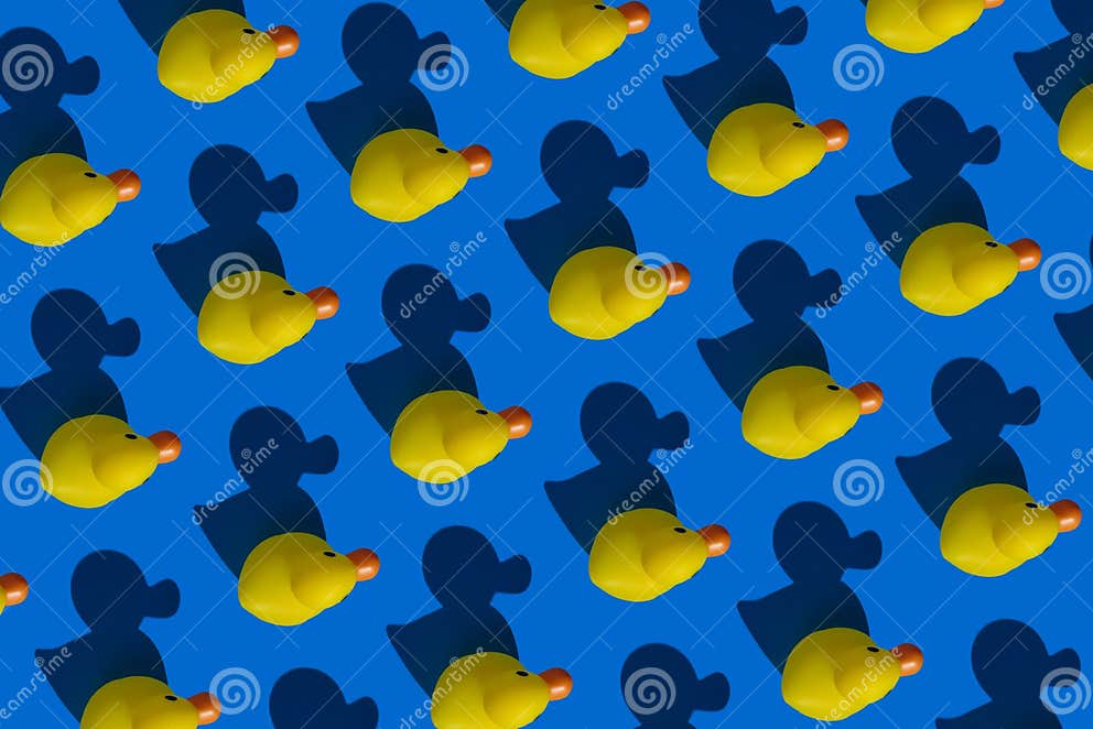 Pattern Yellow Rubber Ducks and Shadows Stock Photo - Image of empty ...