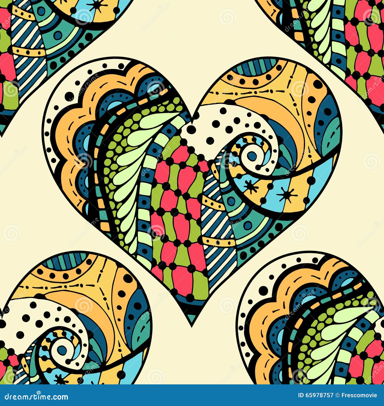 Pattern of Zentangle Hearts Stock Vector - Illustration of hand, doodle ...