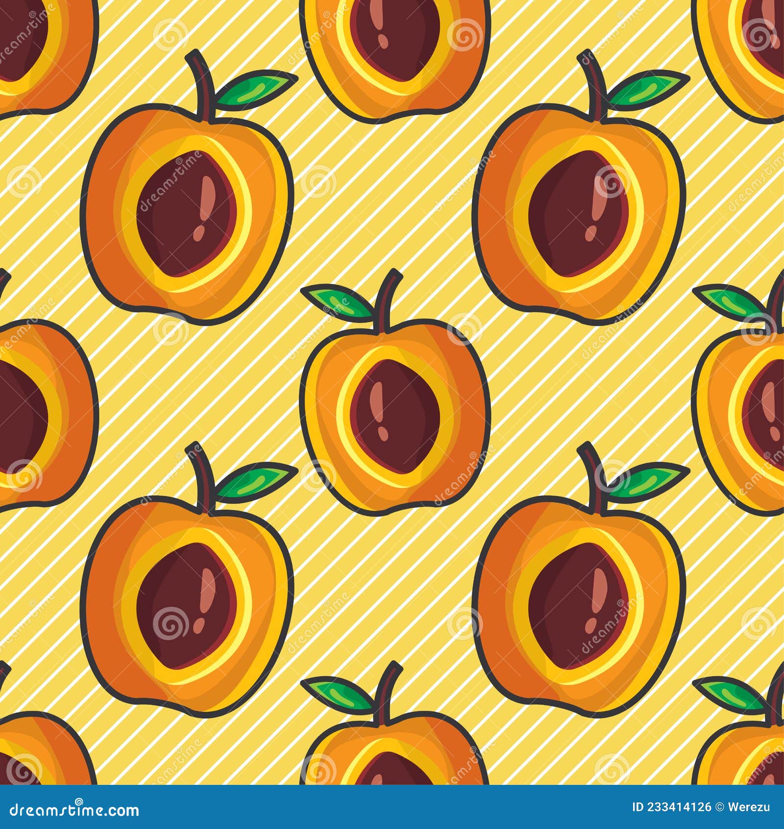 Apricot Slice Fruit Seamless Pattern Vector Illustration Stock ...