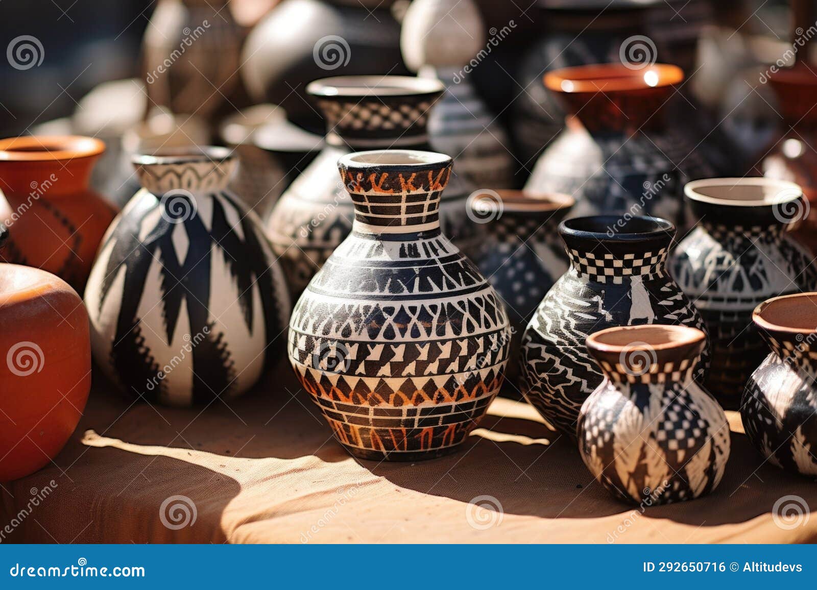 Patterned African Pottery Pieces Stock Illustration - Illustration of ...